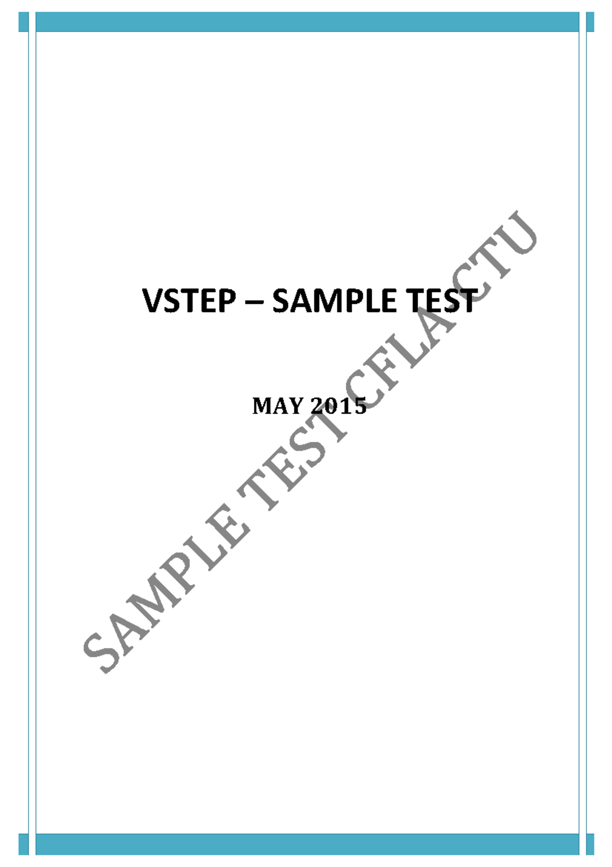 Vstep Sample TEST - lecture notes - VSTEP – SAMPLE TEST MAY **PAPER 1 ...
