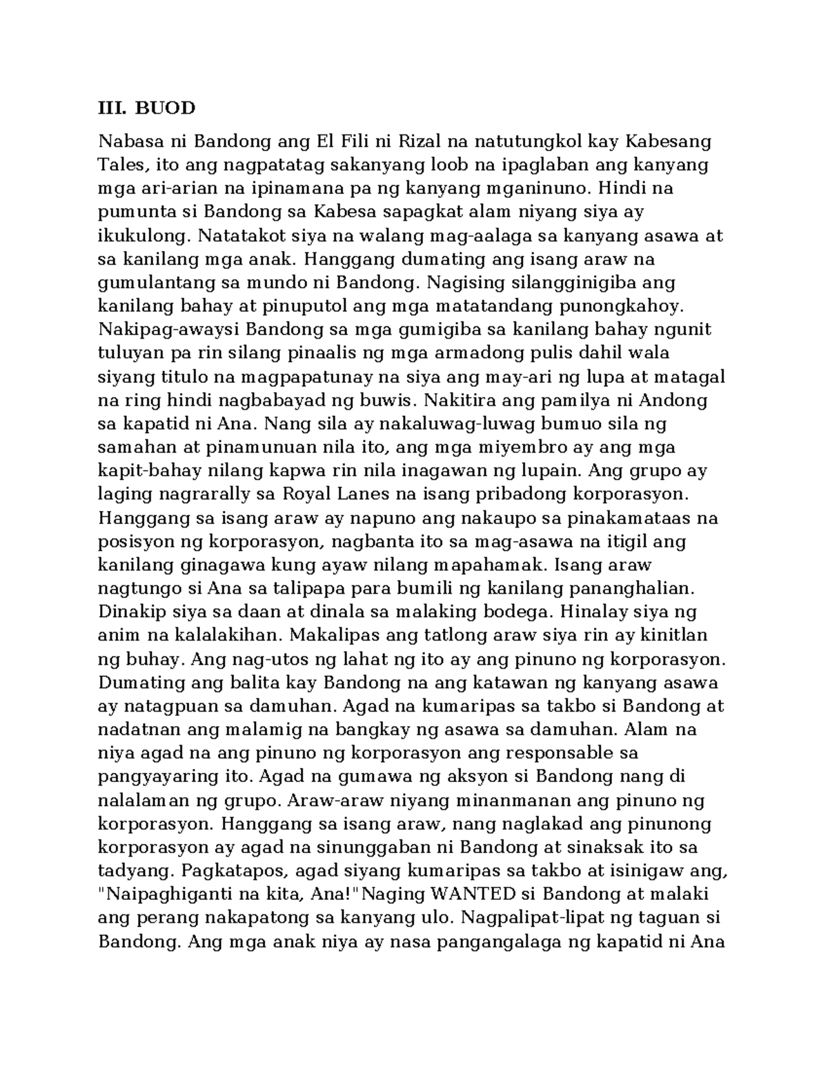 Amado Hernandez - Summary of Biography - III. BUOD Nabasa ni Bandong ...