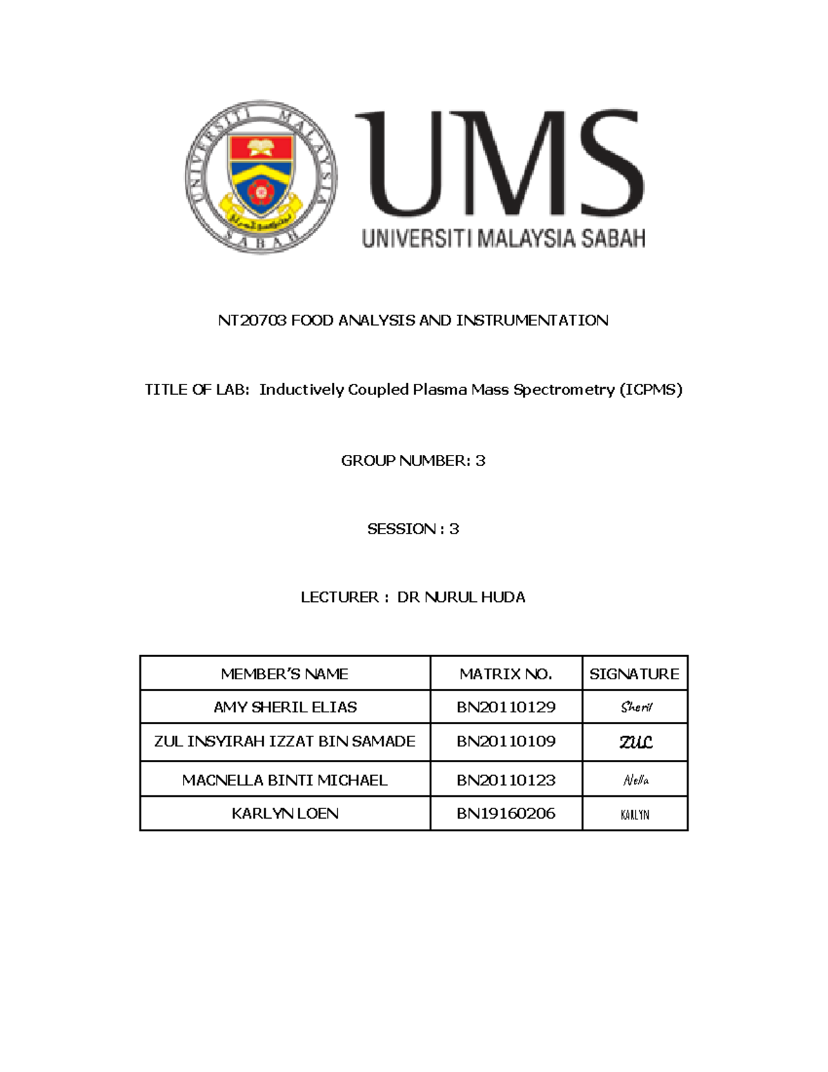 S3-G3 Lab Report 5 FSMP students sem 2 - NT20703 FOOD ANALYSIS AND ...