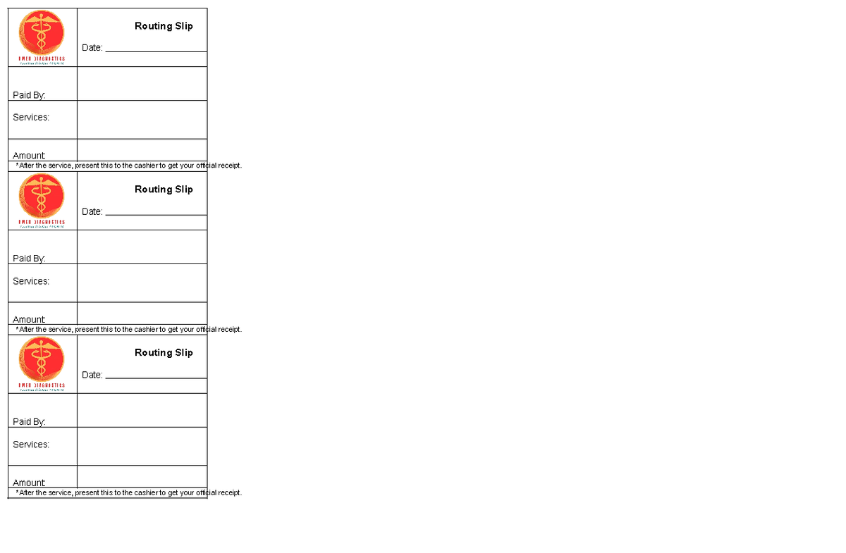 Routing Slip - moving parts - Accountancy - Routing Slip Date: Paid By ...