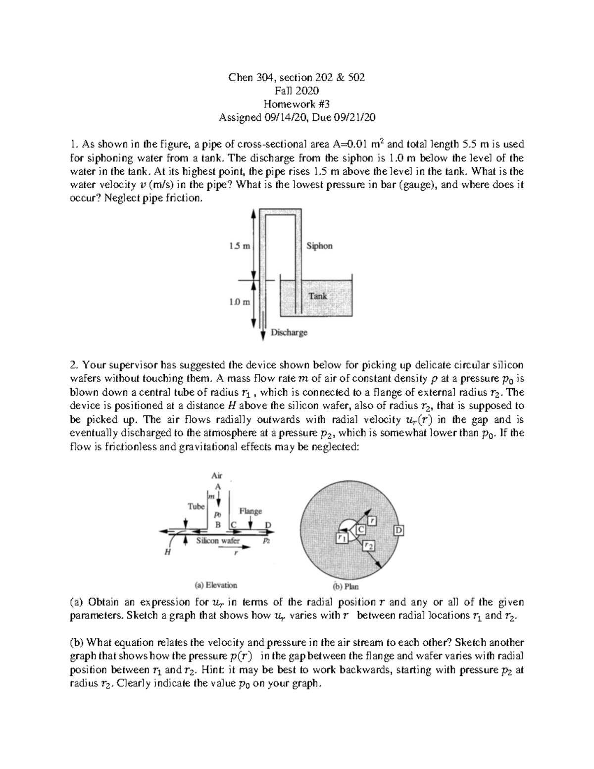 Hw4 - Homework 4 - Chen 304, section 202 & 502 Fall 2020 Homework # Assigned 09/14/20, Due - Studocu