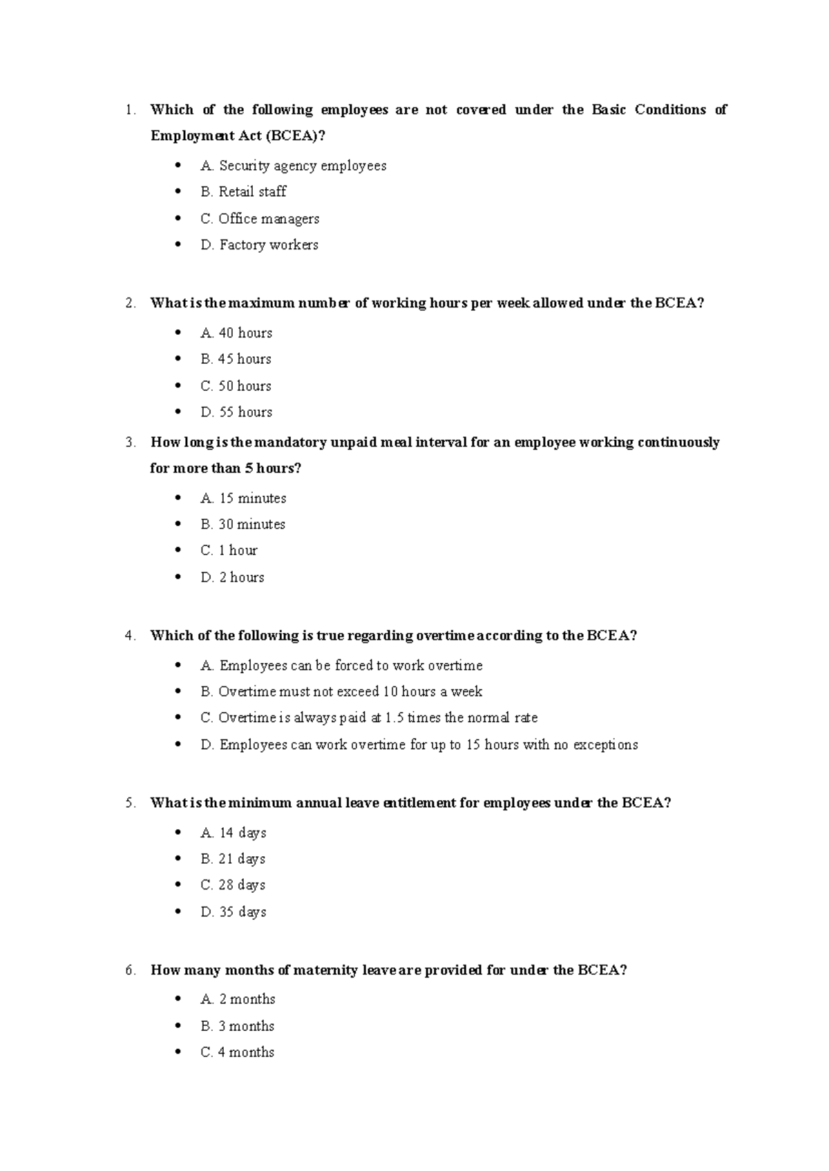 Tutorial week 12 - tut - 1. Which of the following employees are not covered under the Basic ...