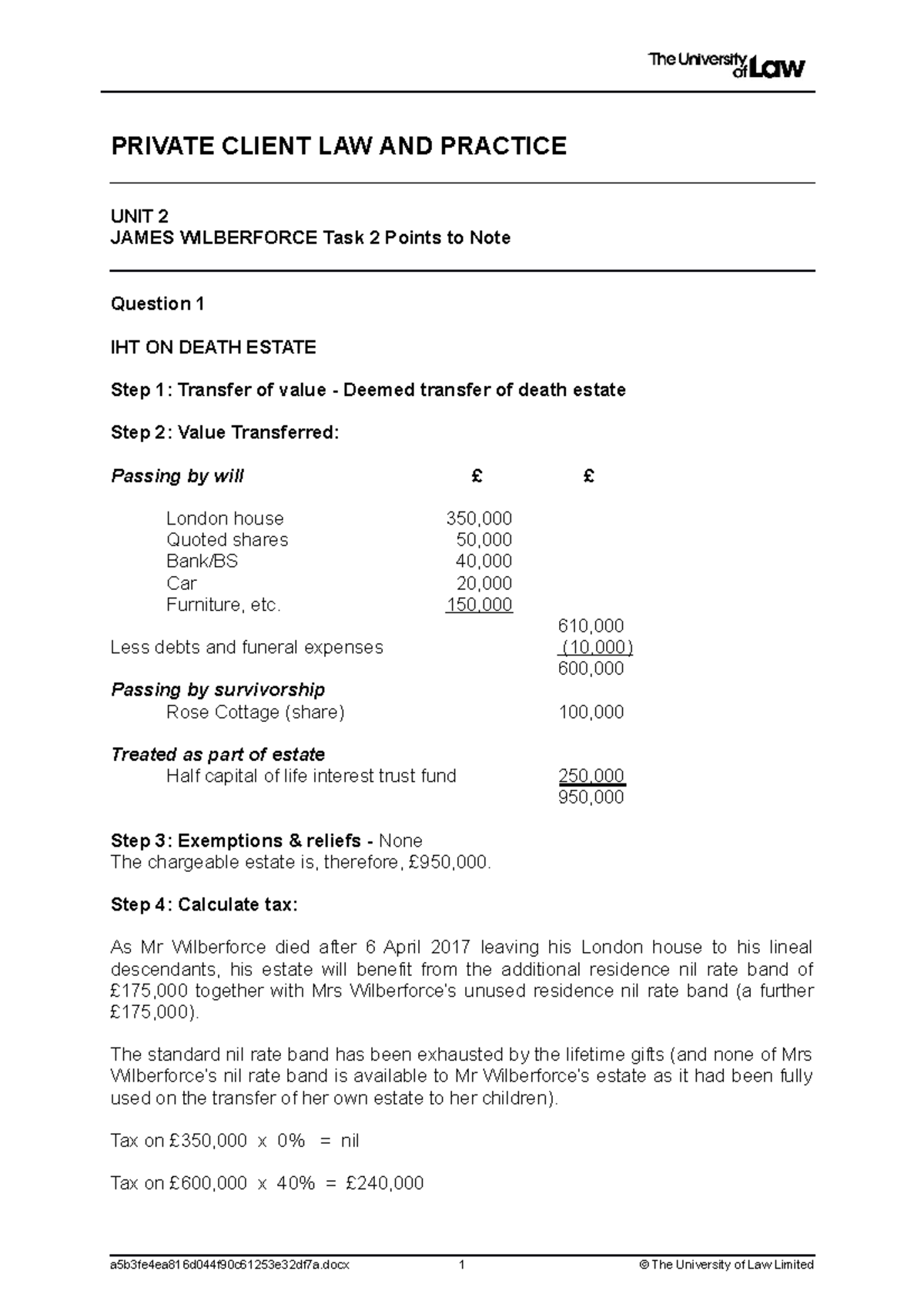 private client ws02 ce02 task02 exemplar - PRIVATE CLIENT LAW AND ...