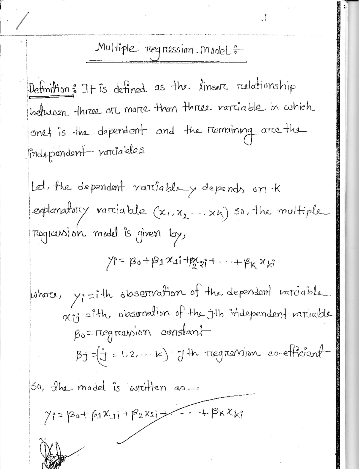 Multiple Regression Model - Advanced Economerics - Studocu