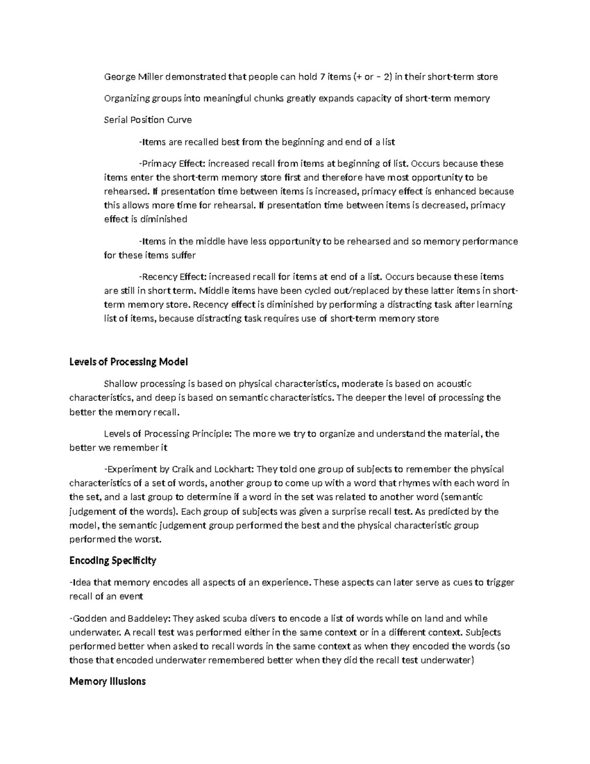 Psych. notes-5 - George Miller demonstrated that people can hold 7 ...