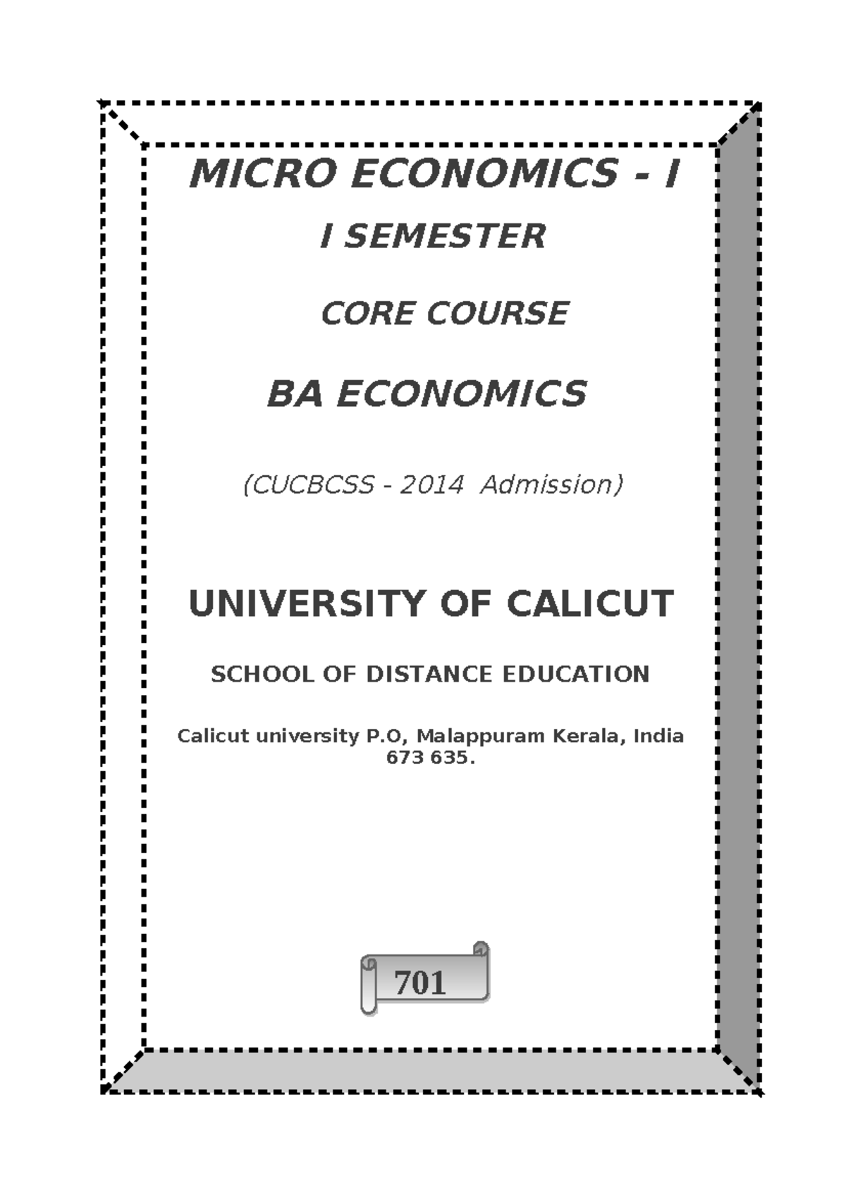 BA Economics -I Sem - course - Micro Economics - I 2015 - MICRO ...
