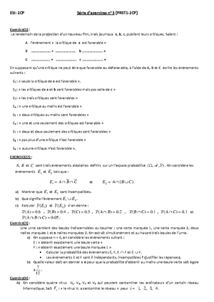 CH2 + TD2 Calcule Combinatoire - ESI : 2CP Série d’exercices 2 (Calcul ...