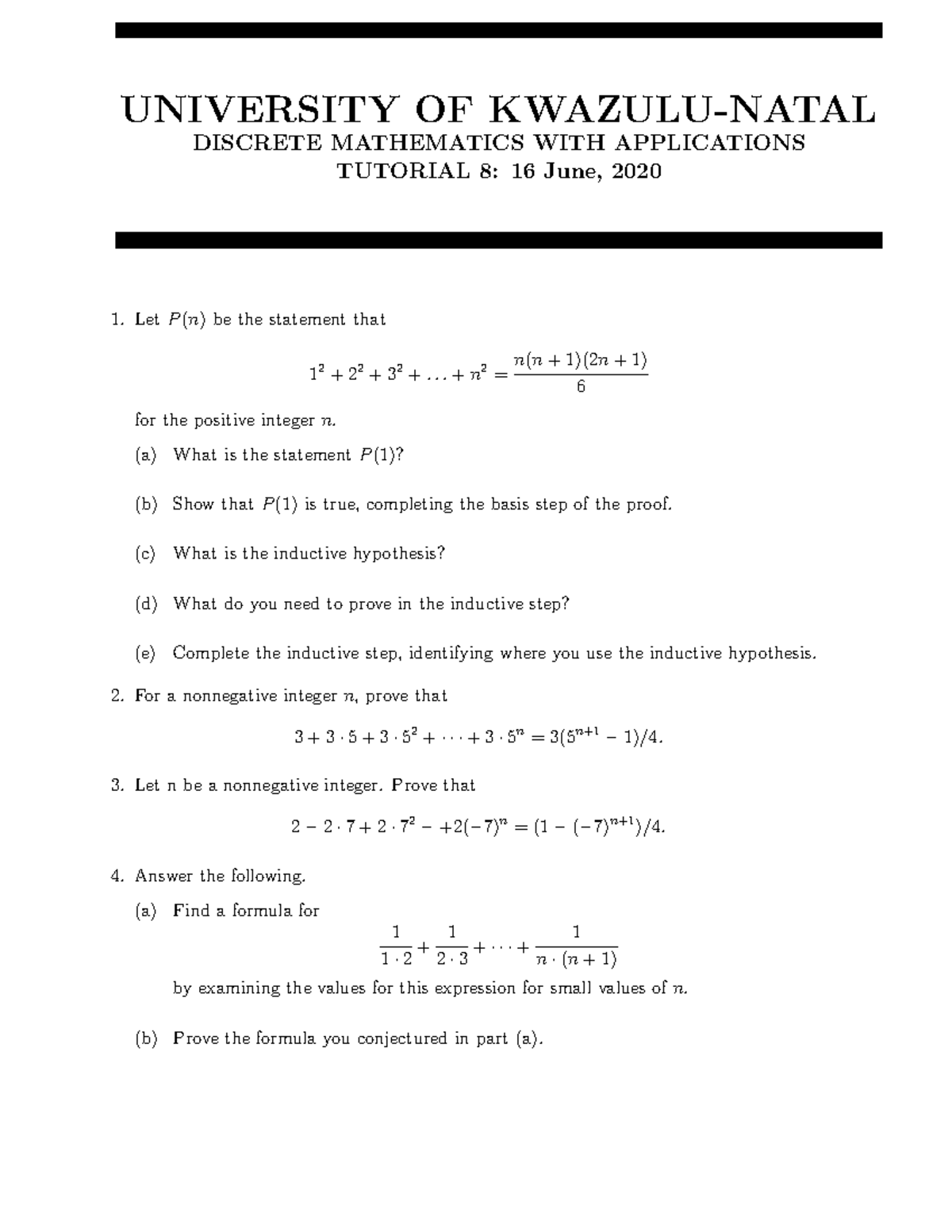 Math236 TUT8 MATH236 - Discrete Mathemtatics with Applications Tutorial Tut UKZN Lecture Slides ...