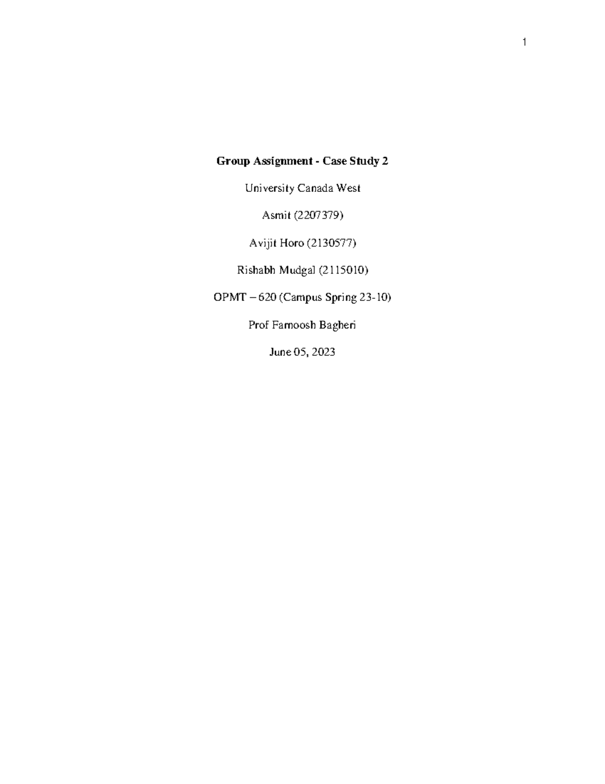 Group Assignment - Case Study 2 - - Studocu