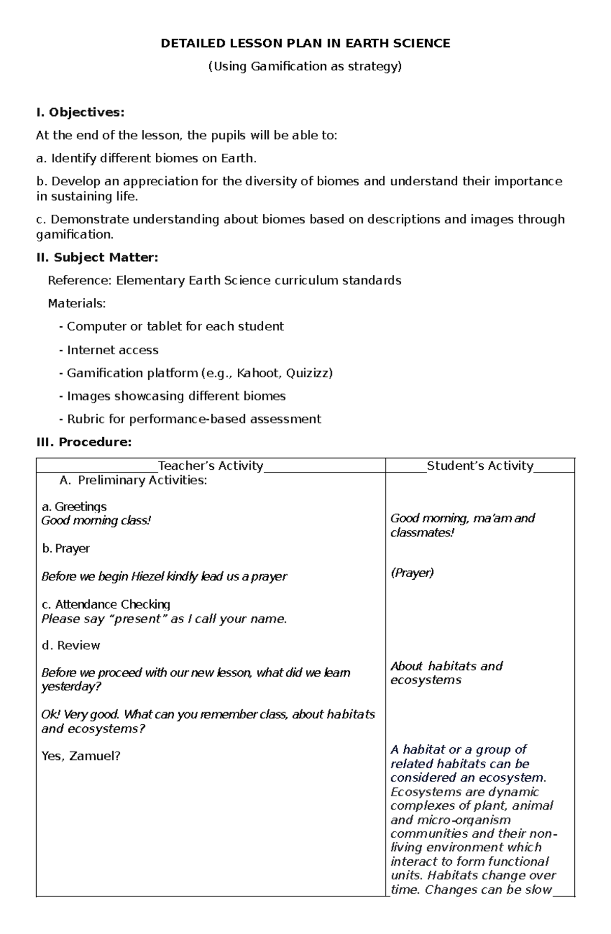 Detailed Lesson PLAN IN Earth Science - DETAILED LESSON PLAN IN EARTH ...