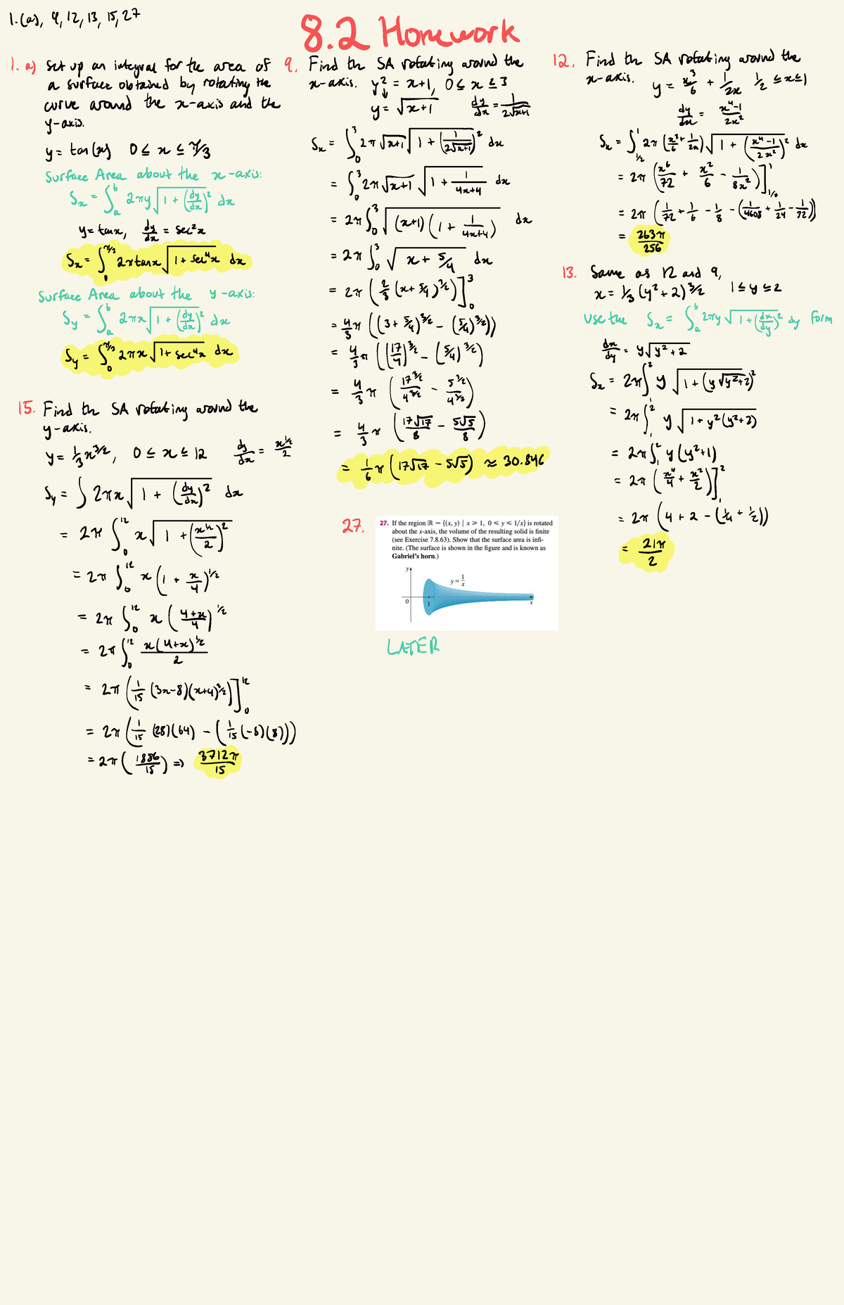 8.2 Problems - CALC II HMWRK - REVIEW AND PRACTICE - i. car, 41413, 8 ...