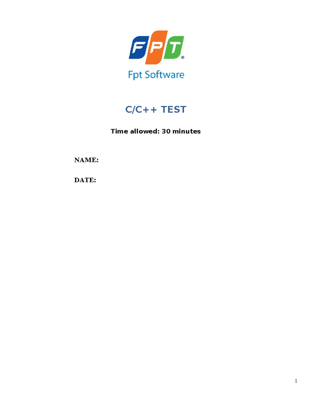 Fsoft Student Test C - def - C/C++ TEST Time allowed: 30 minutes NAME ...