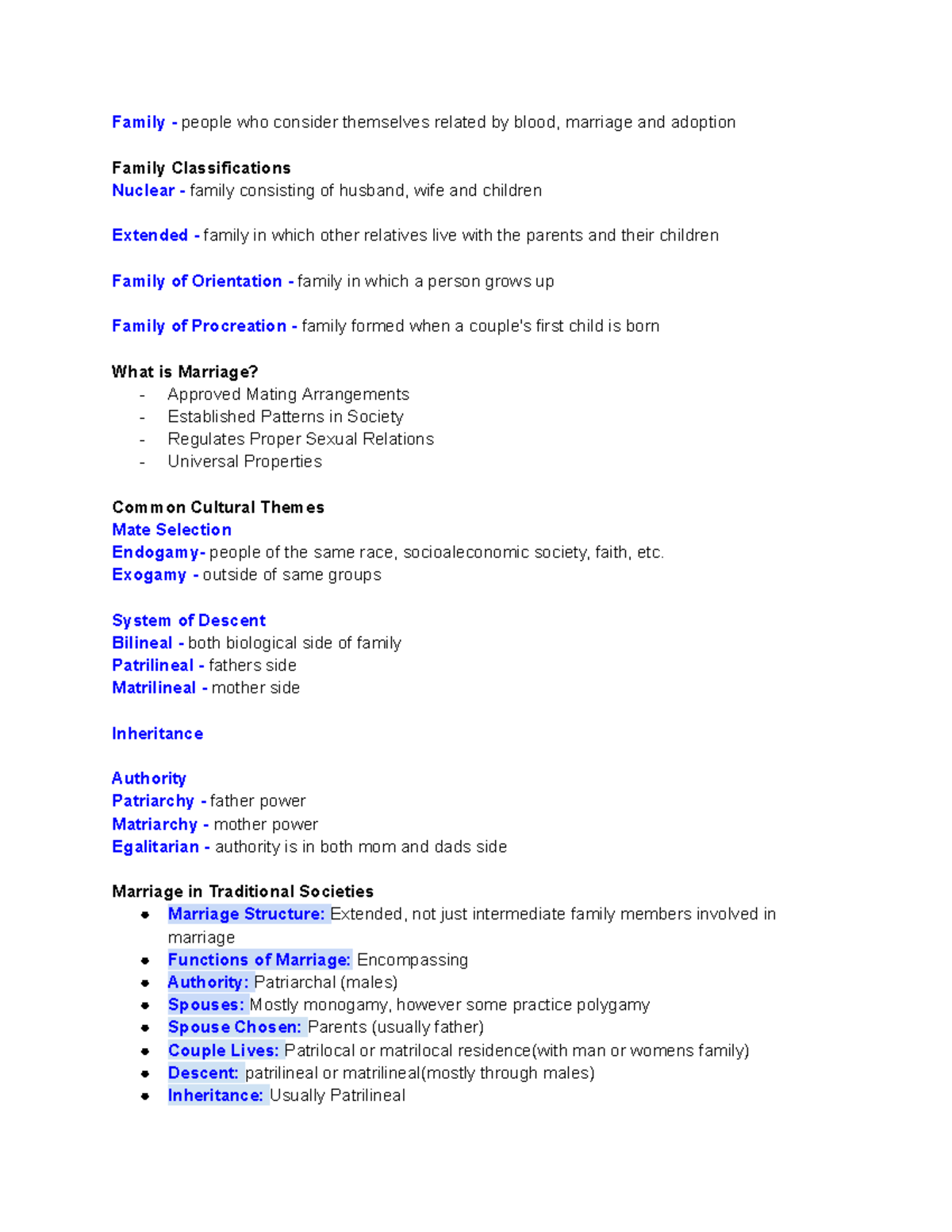 Intro to Sociology - Chapter 12 (Marriage and Family) - Family - people ...