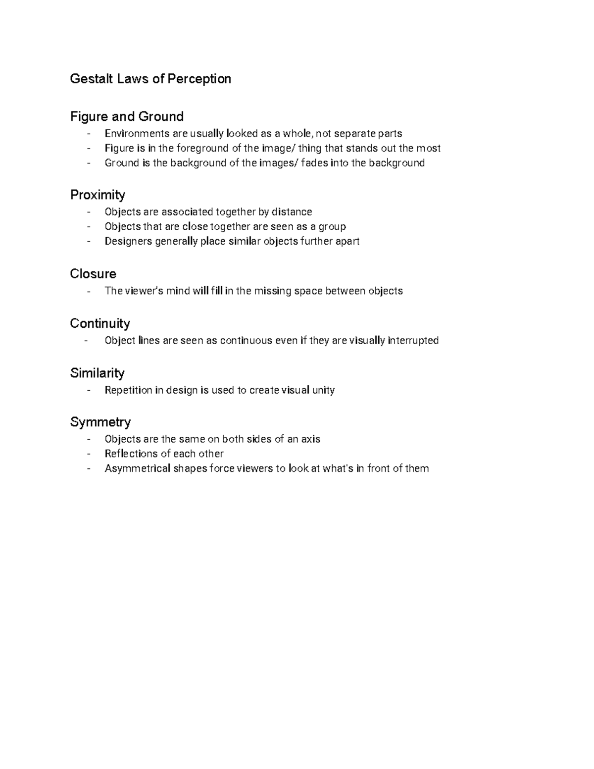 Physiology of the built environment Week 3 - Gestalt Laws of Perception ...