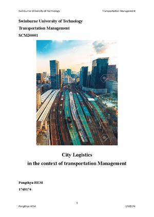 SCM2000 3 Assignment 2 Group 8 Thurs 8 - SCM20003 - GLOBAL LOGISTIC AND ...