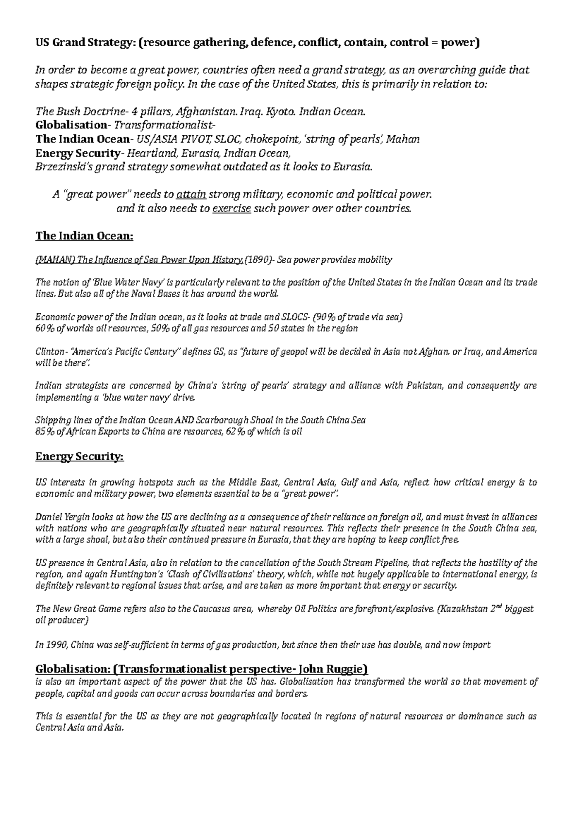 US Grand Strategy - In the case of the United States, this is primarily ...