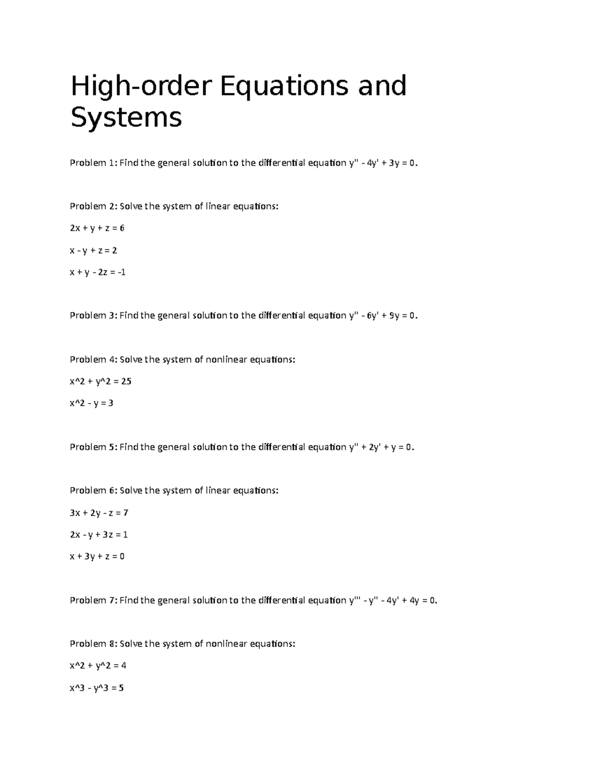 High.order Equation and System - High-order Equations and Systems ...