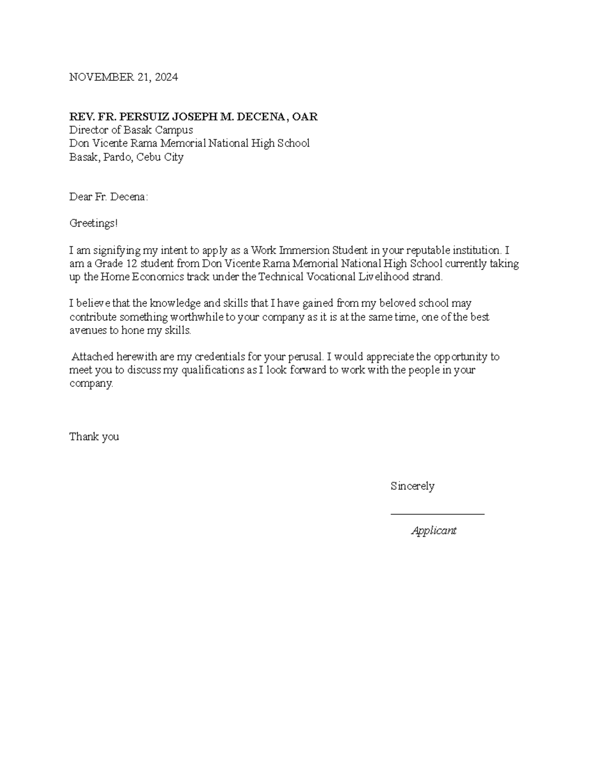 Renrein - example - NOVEMBER 21, 2024 REV. FR. PERSUIZ JOSEPH M. DECENA ...