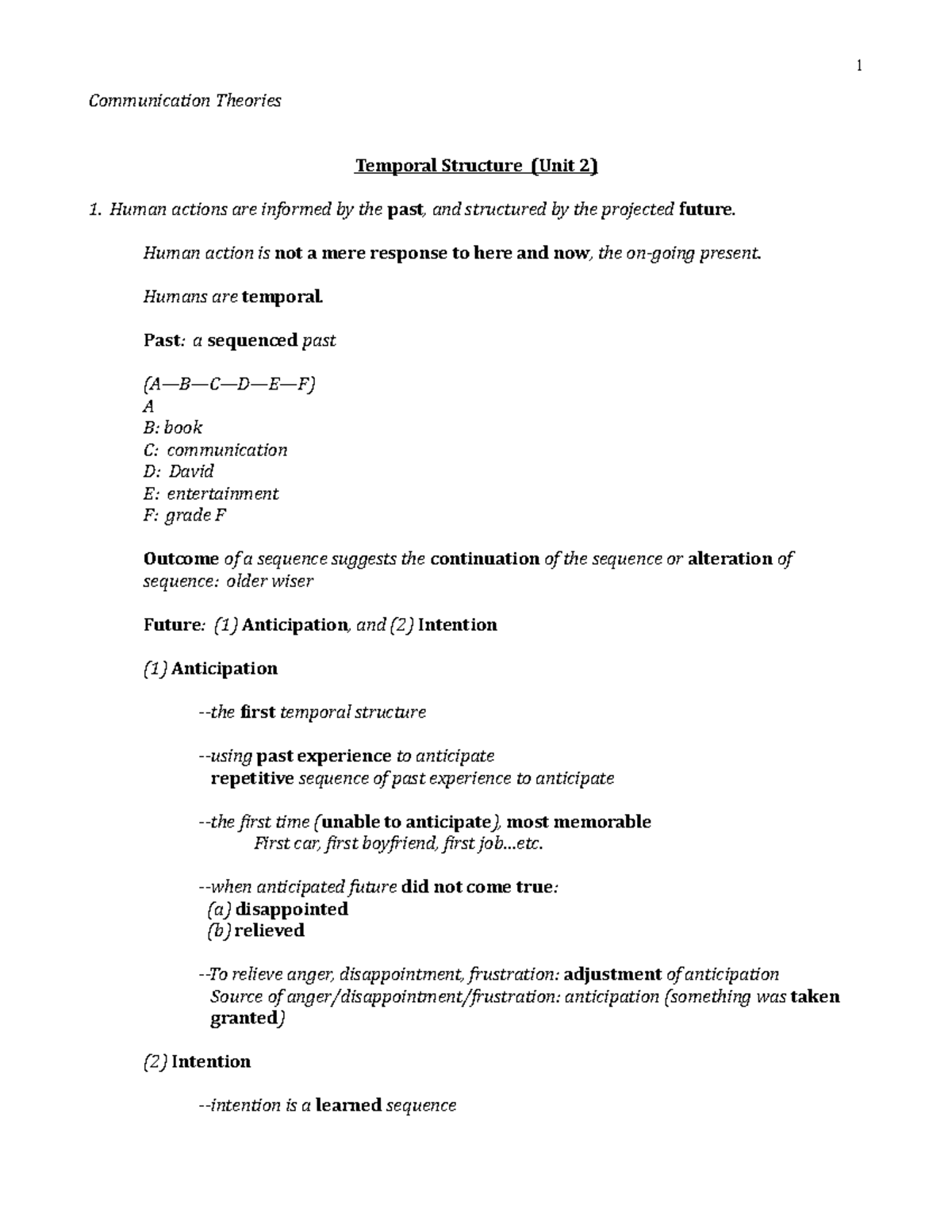 Communication Theories Unit 2 Notes - Communication Theories Temporal ...