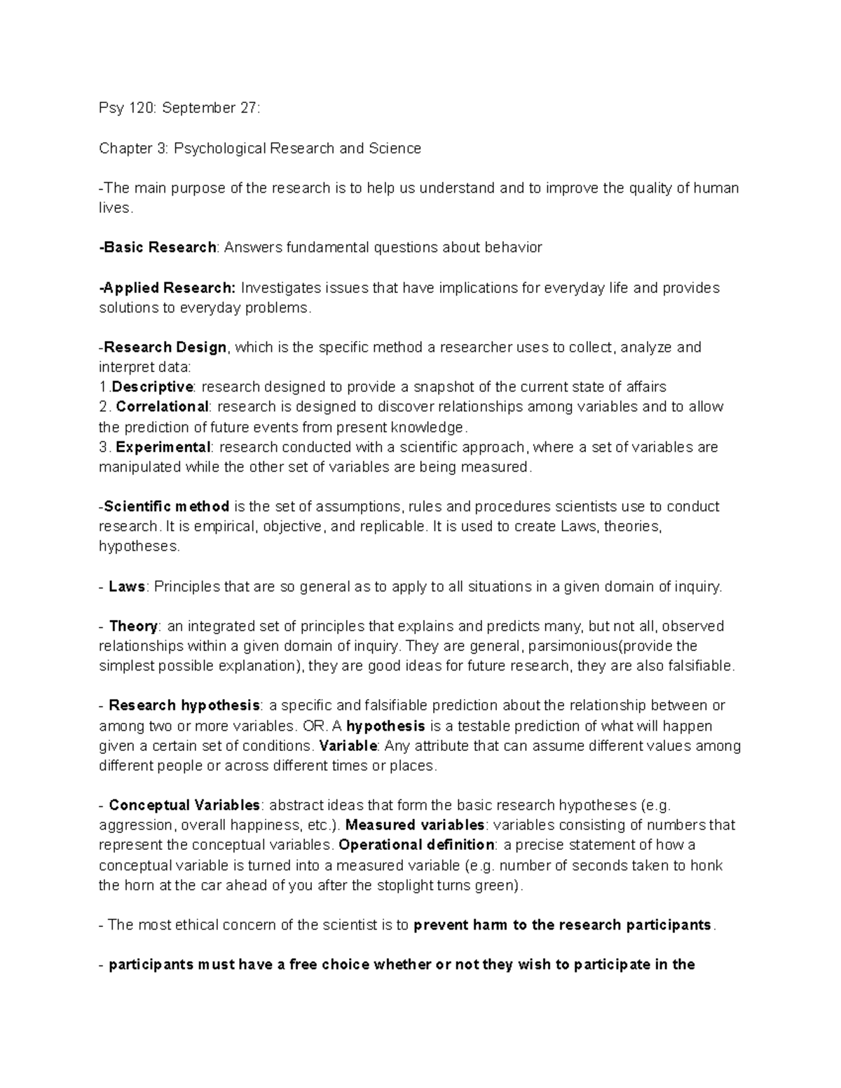 Psy 120 September 27 - Some notes - Psy 120: September 27: Chapter 3 ...
