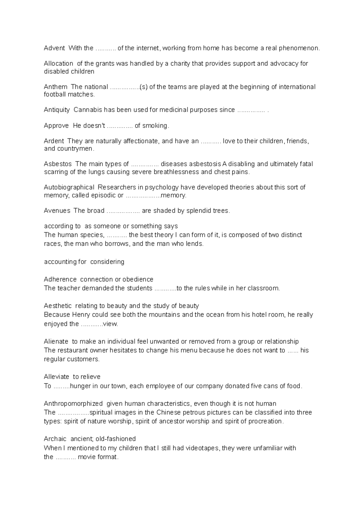 Vocab - vvvvvvvv - Advent With the ........... of the internet, working ...