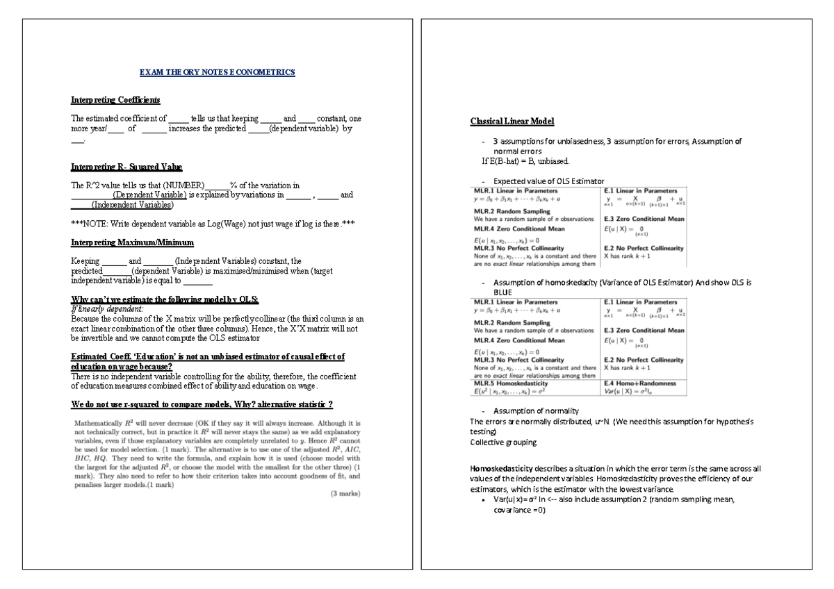Exam Theory Notes Full Econometrics Warning Tt Undefined Function 0928