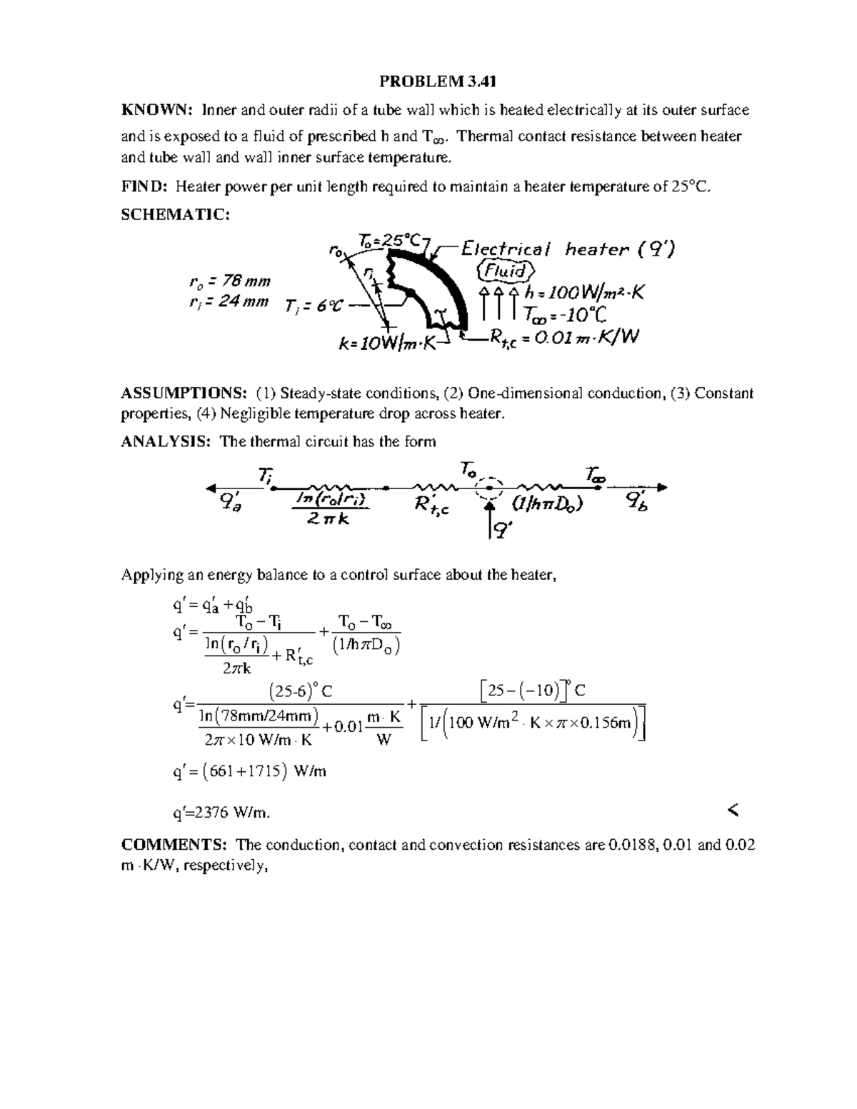 Solutions Homework 4 - Review Problems - KNOWN: Inner and outer radii ...