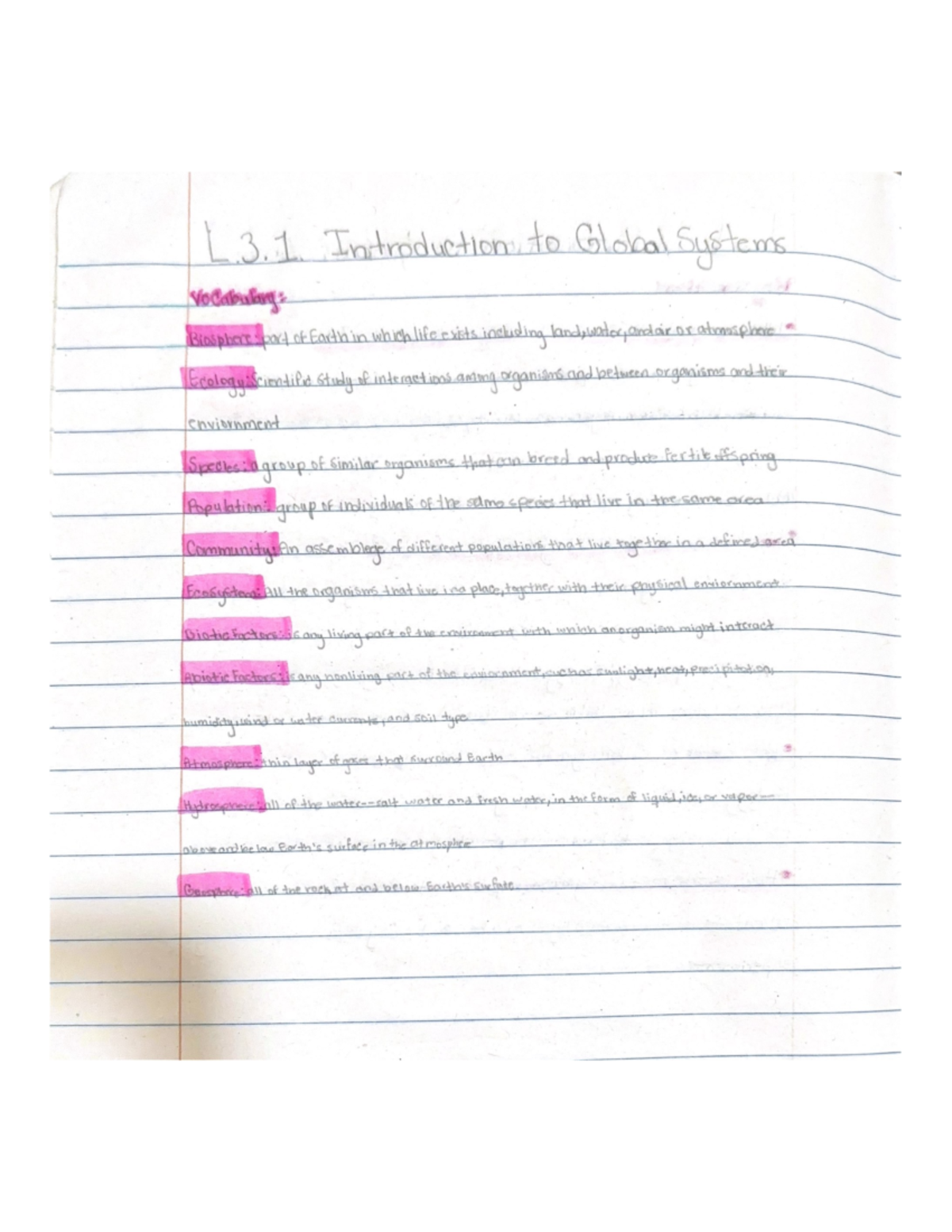 3.1 , 4.1 Biology - Bloody - L3 Introduction to Global Systems ...
