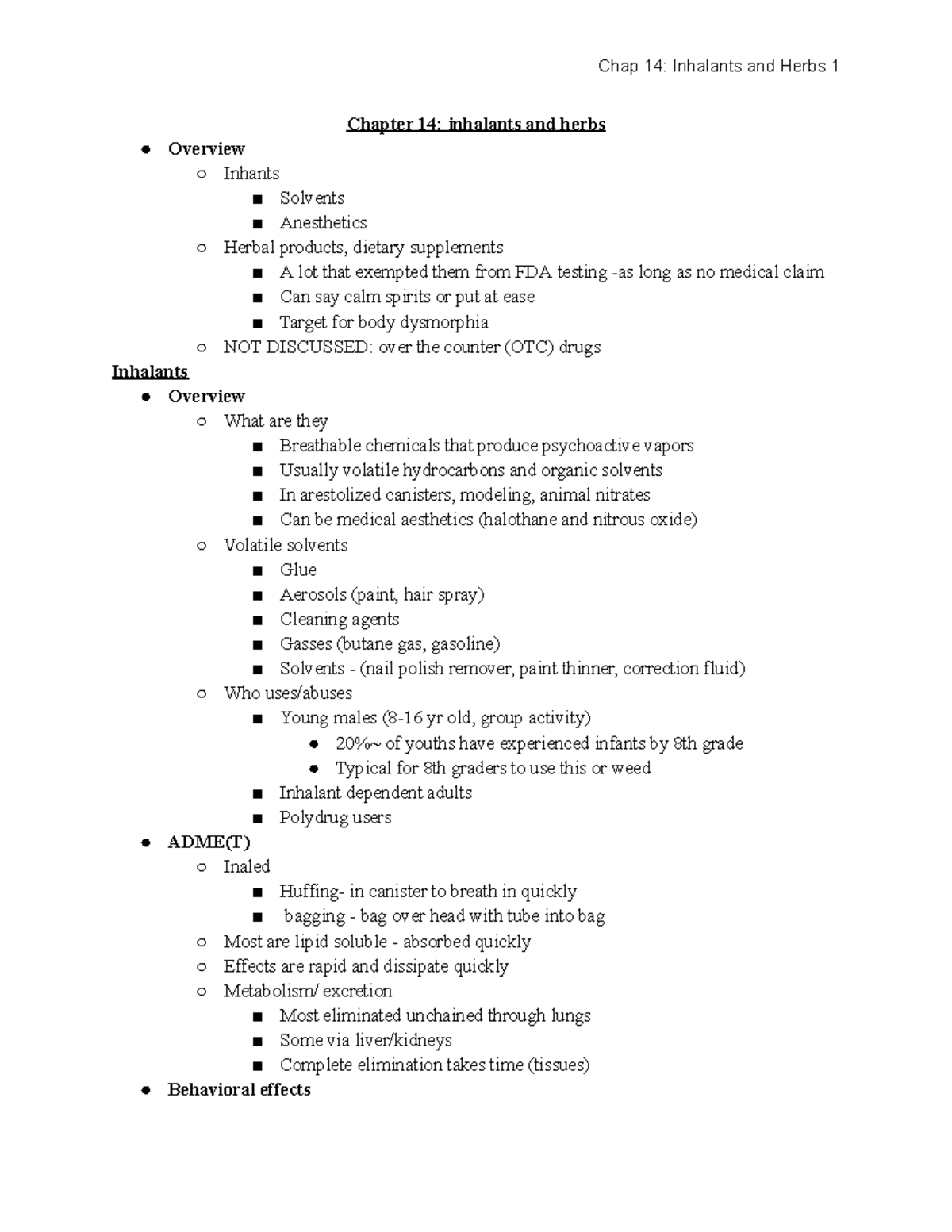 Chapter 14 inhalants and herbs - Chapter 14: inhalants and herbs ...