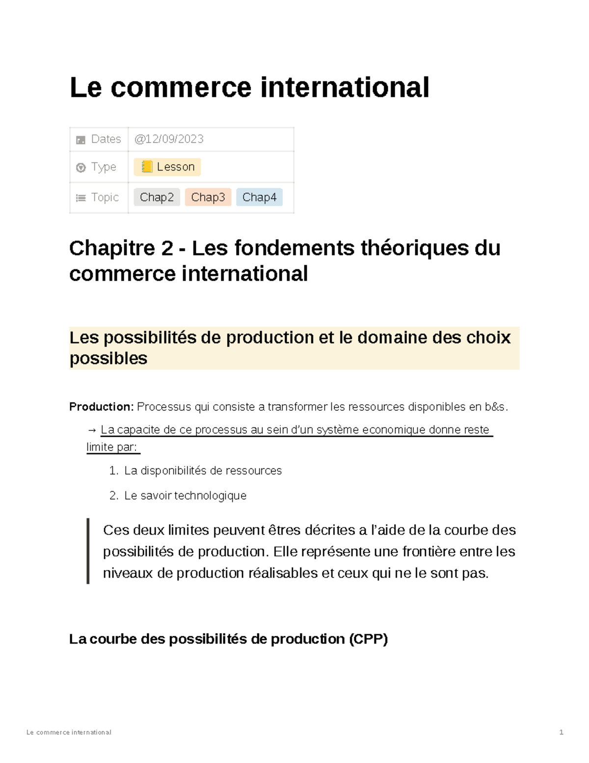 Le commerce international - Le commerce international Dates Type 📒 ...
