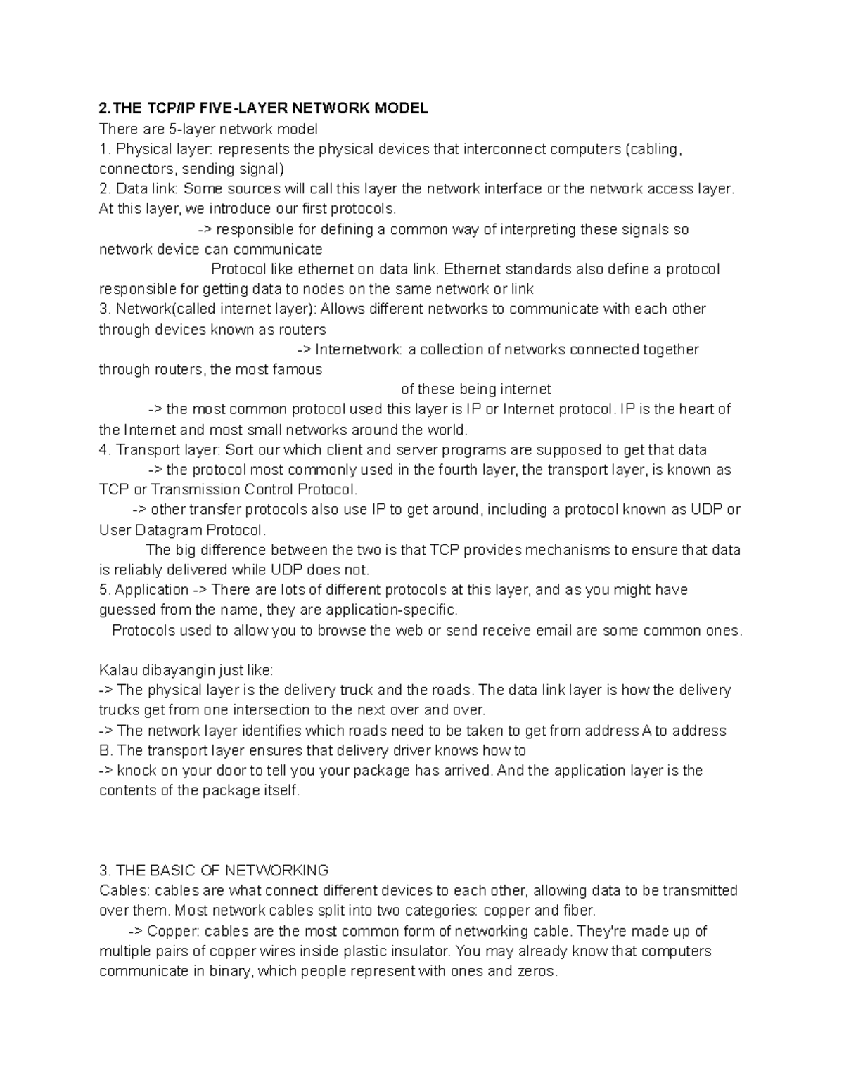 Computer Networking - 5 - 2 TCP/IP FIVE-LAYER NETWORK MODEL There are 5 ...