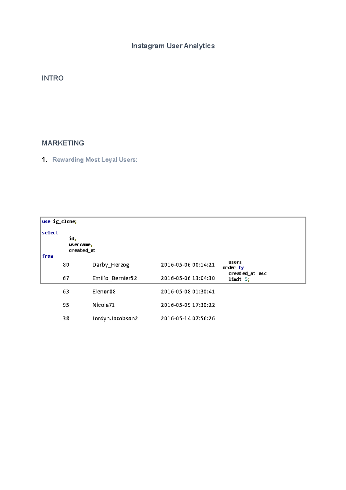 Inagram Analysis - Data Analytics with Trainity - Instagram User ...