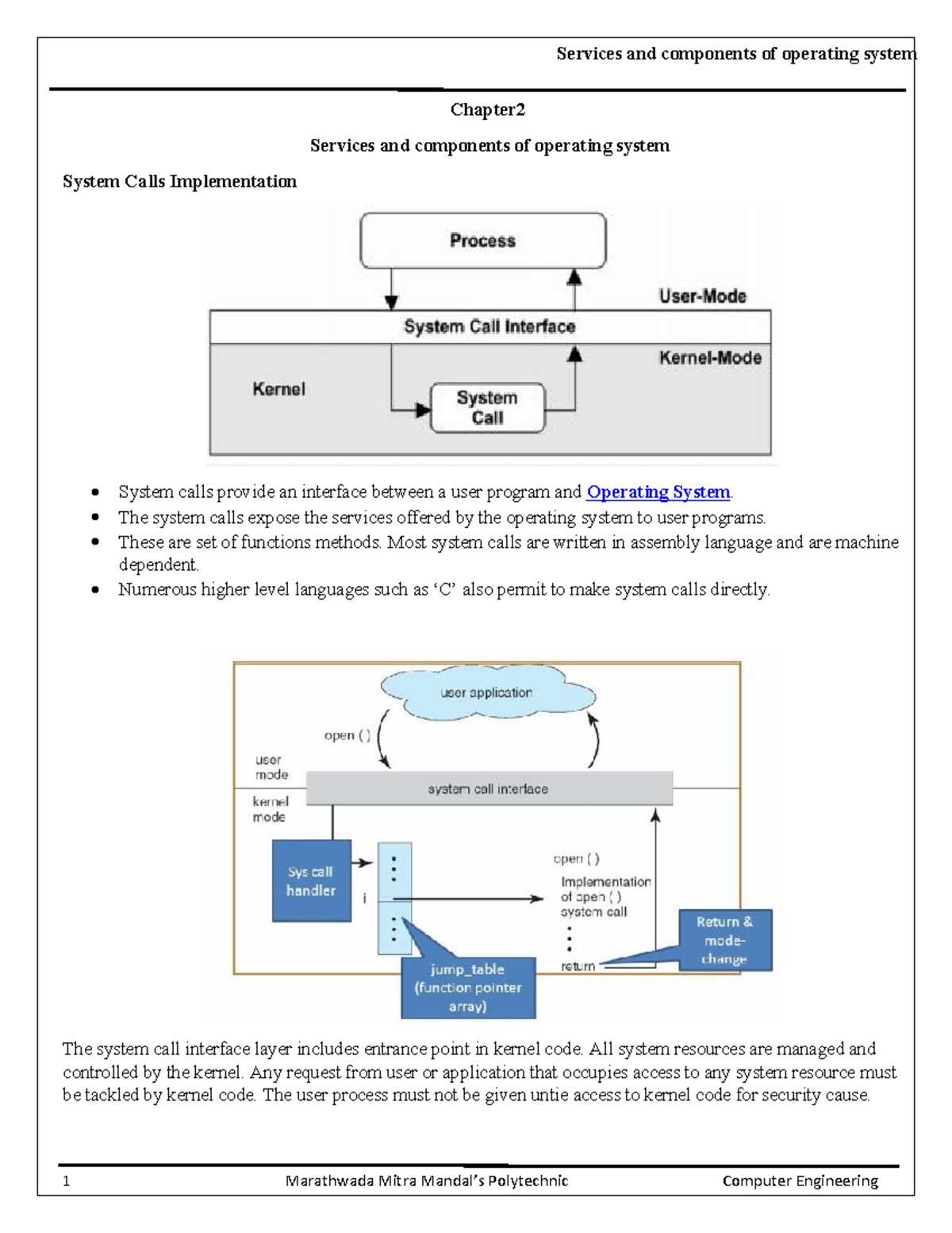 Unit 2 notes - Iehdjdifn - Chapter Services and components of operating ...