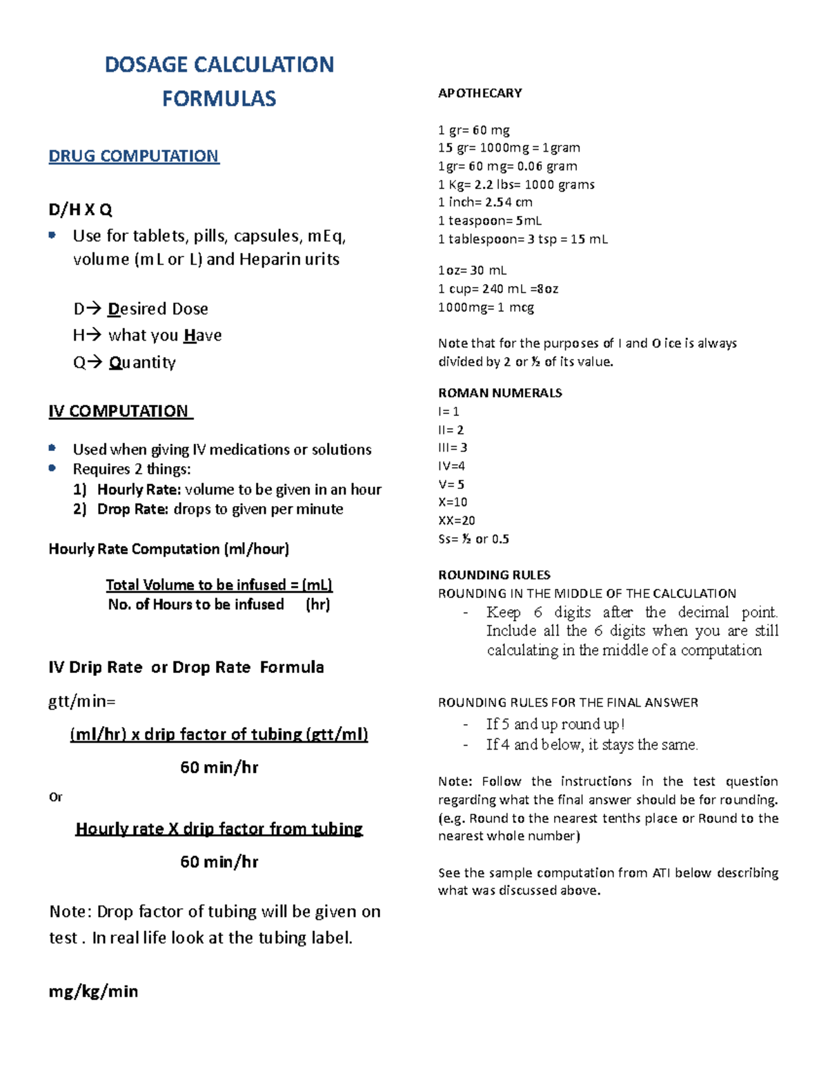 Formulas updated with apothecary (2)[44779 ] - DOSAGE CALCULATION ...
