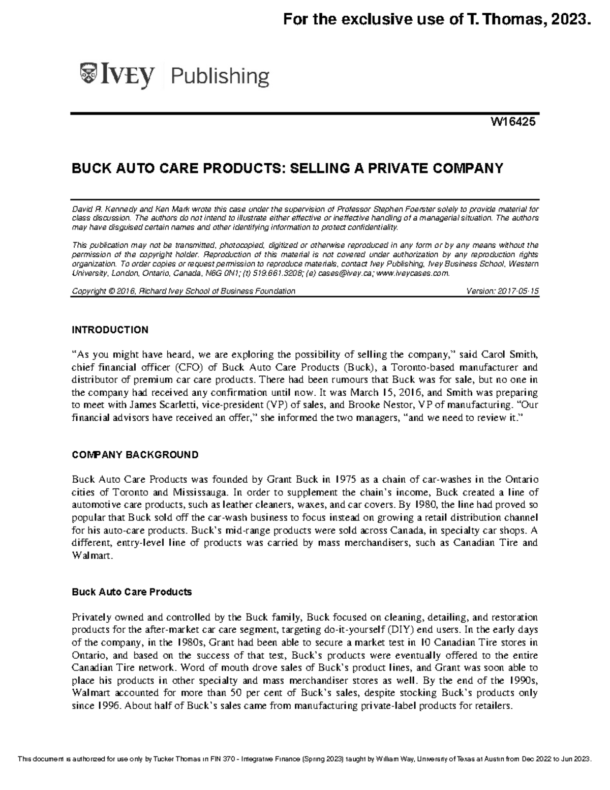 Buck Auto Care Case - Timmy - W BUCK AUTO CARE PRODUCTS: SELLING A ...