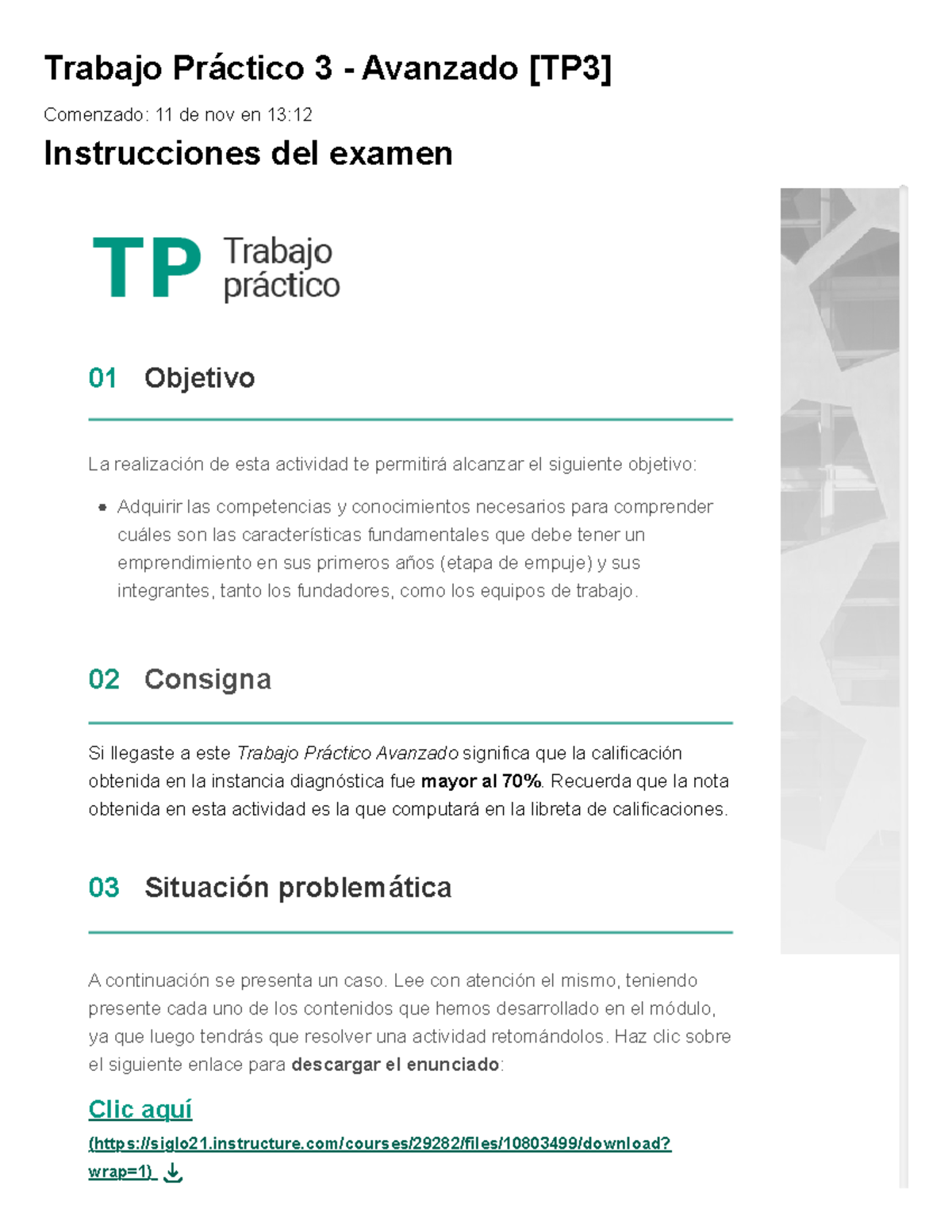 Trabajo Práctico 3 - Avanzado 90% - 02 Consigna Si llegaste a este Trabajo Práctico Avanzado ...