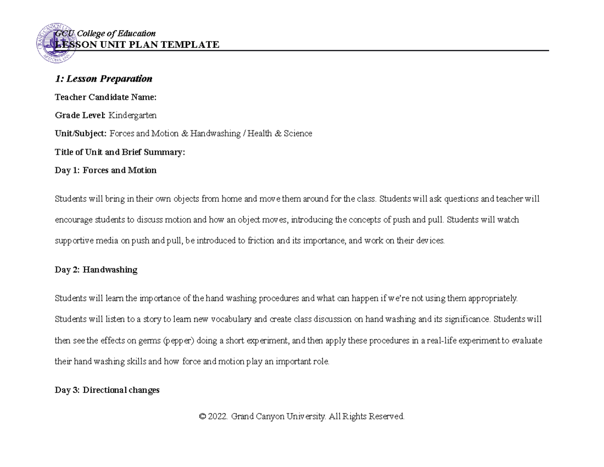 GCU ELM361 T7 Week 7 Benchmark Lesson Plan - GCU College of Education ...