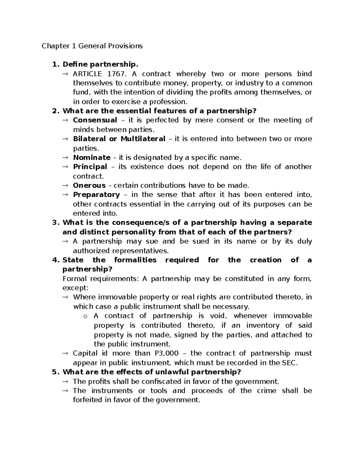 Summary Notes on Chapter 1 and 2 - Chapter 1 General Provisions 1 ...
