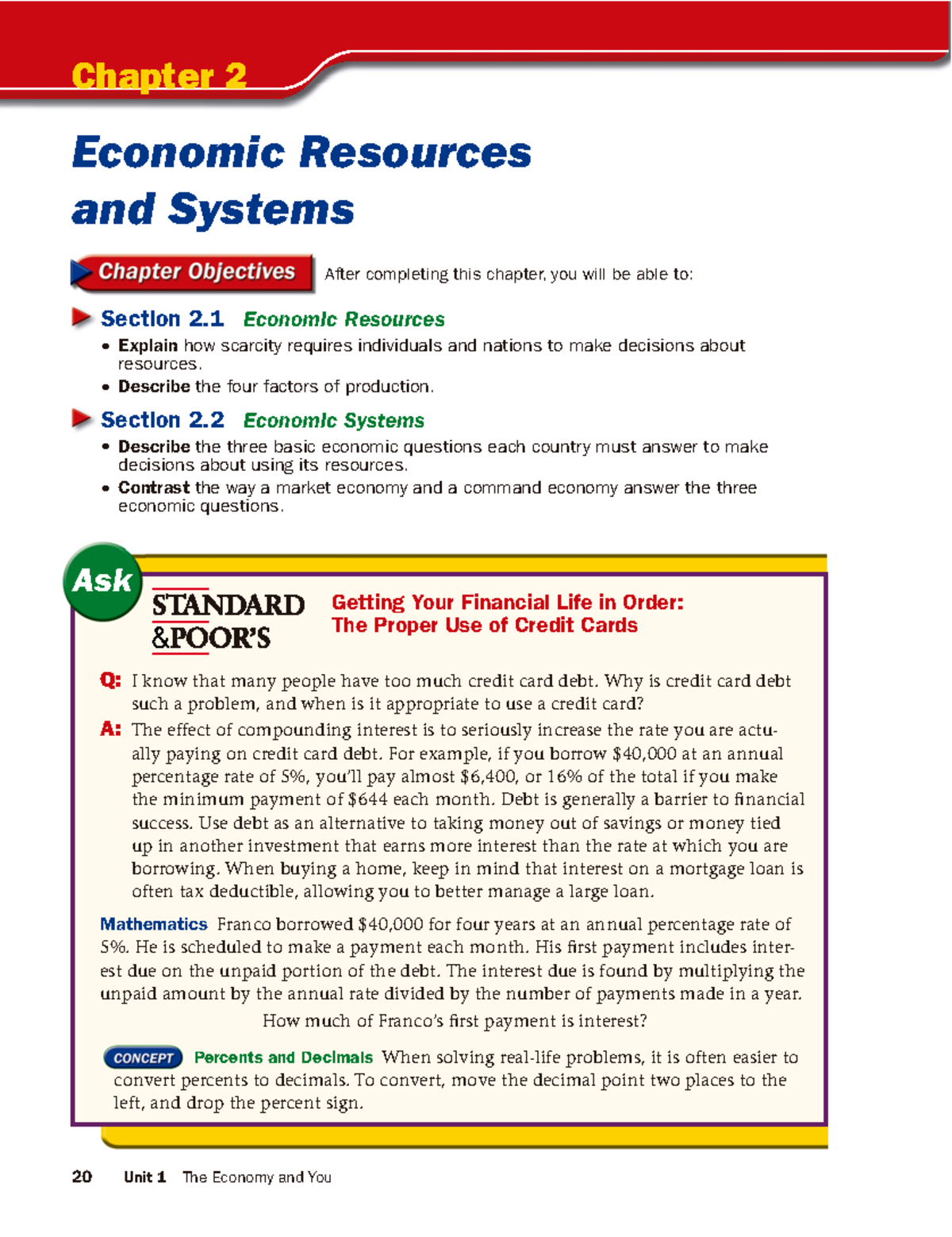 CH 2 Economic Resources & Systems – BOOK - Chapter 2 After completing this chapter, you will be ...