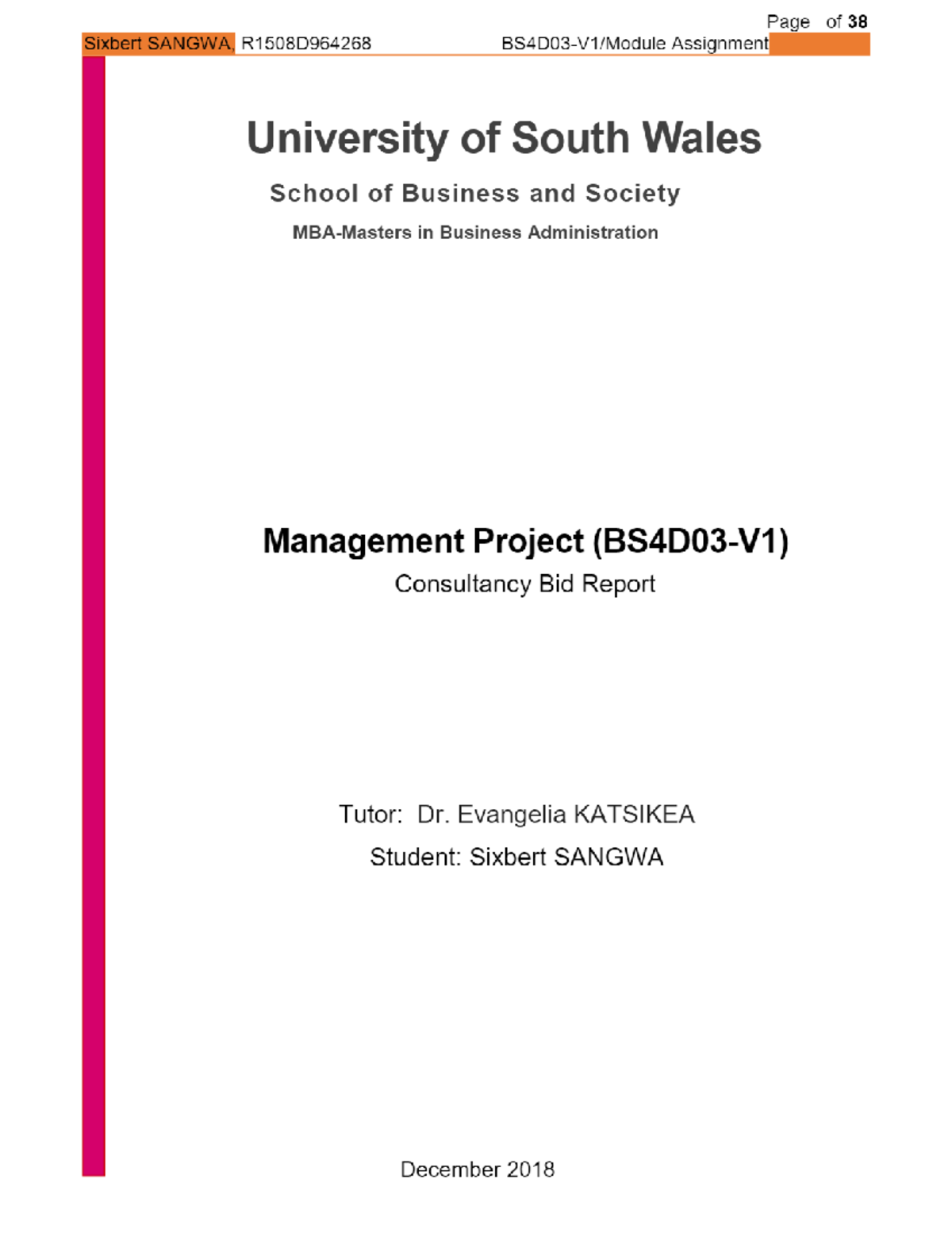 Sixbert Sangwa -BS4D03-V1 Management Project Report.docx - Pdfcoffee - BS4D03 - Studocu