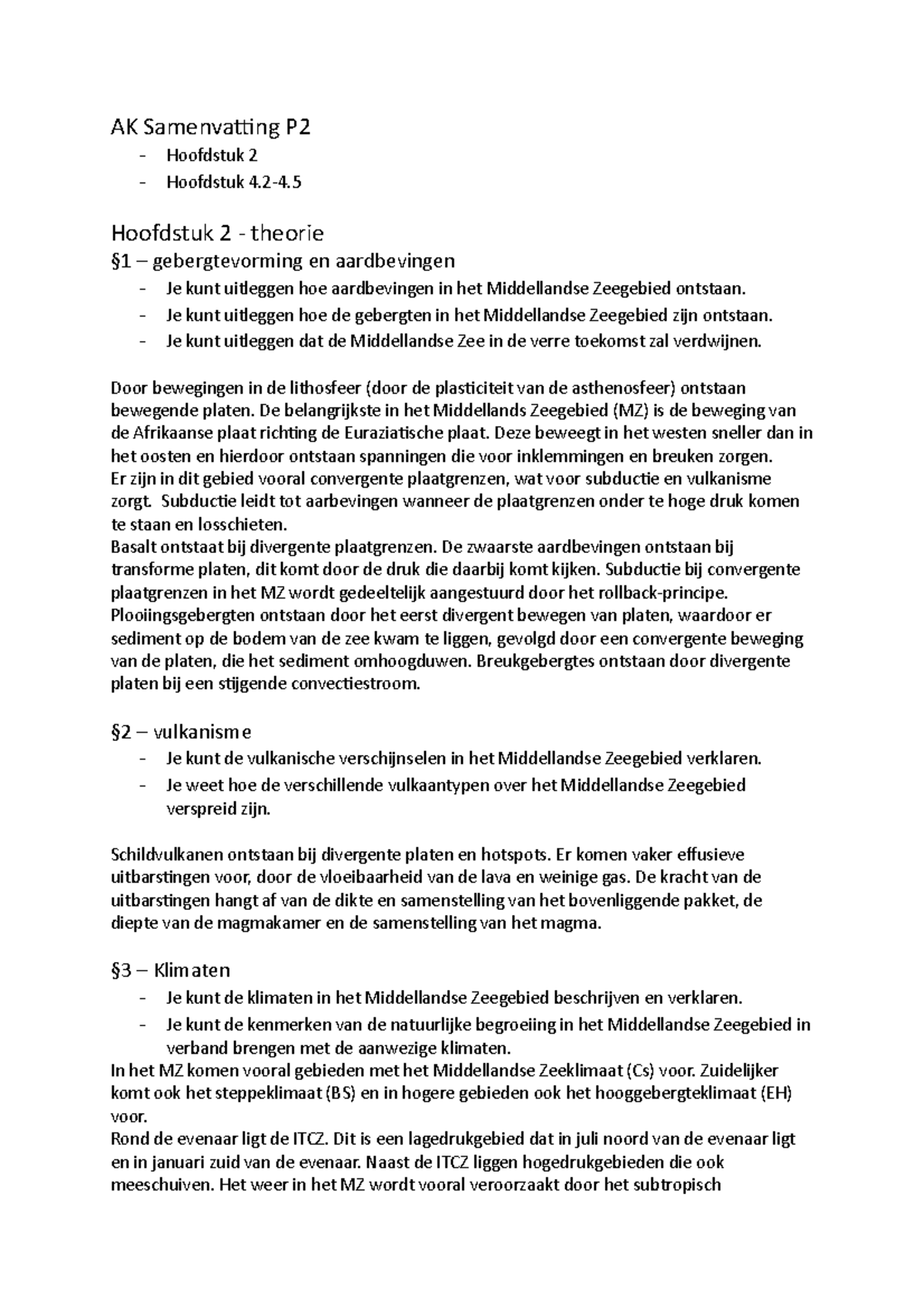AK Samenvatting P2 - Hoofdstuk 2 - theorie §1 – gebergtevorming en ...