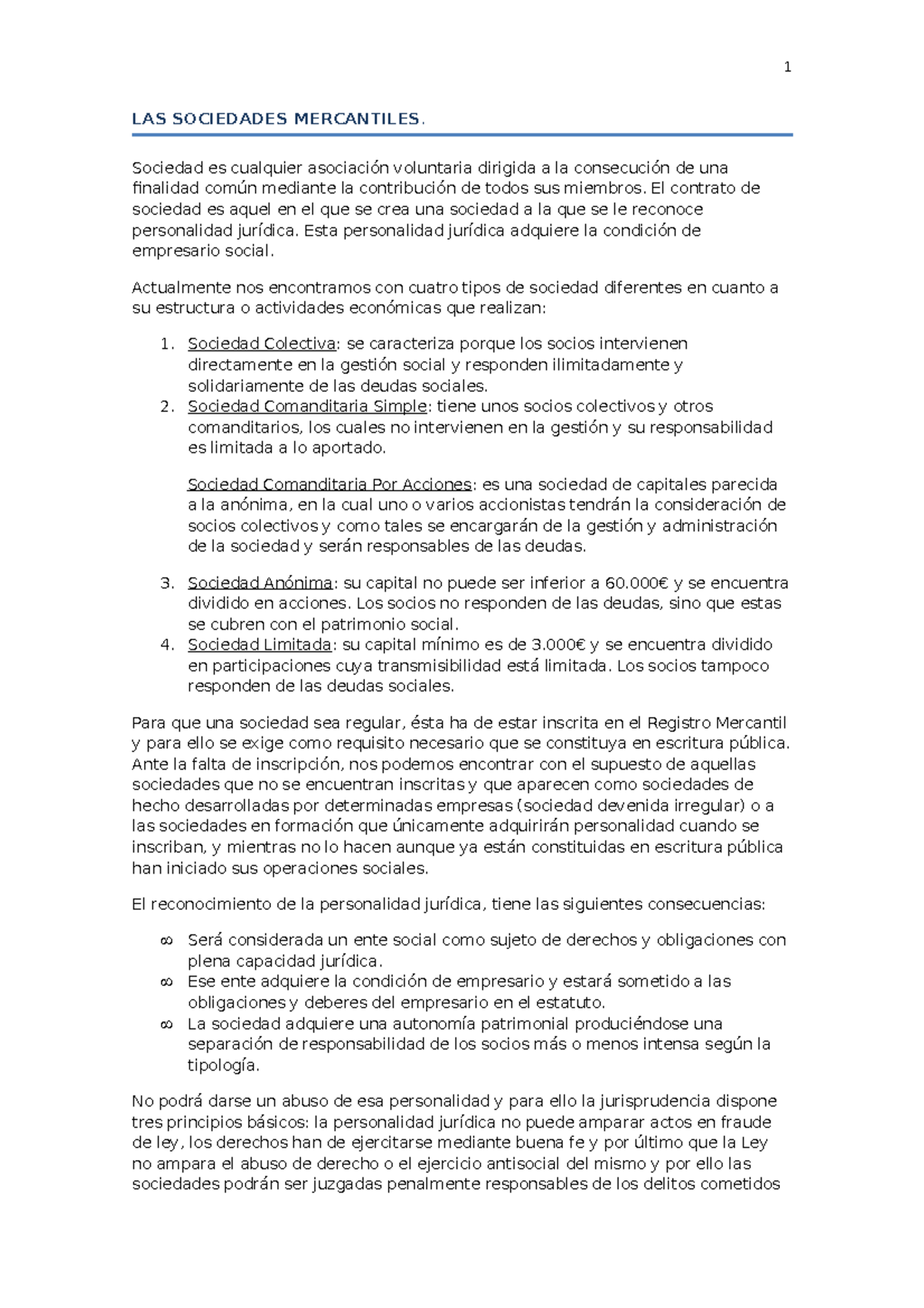 Apuntes Las Sociedades Mercantiles Las Sociedades Mercantiles