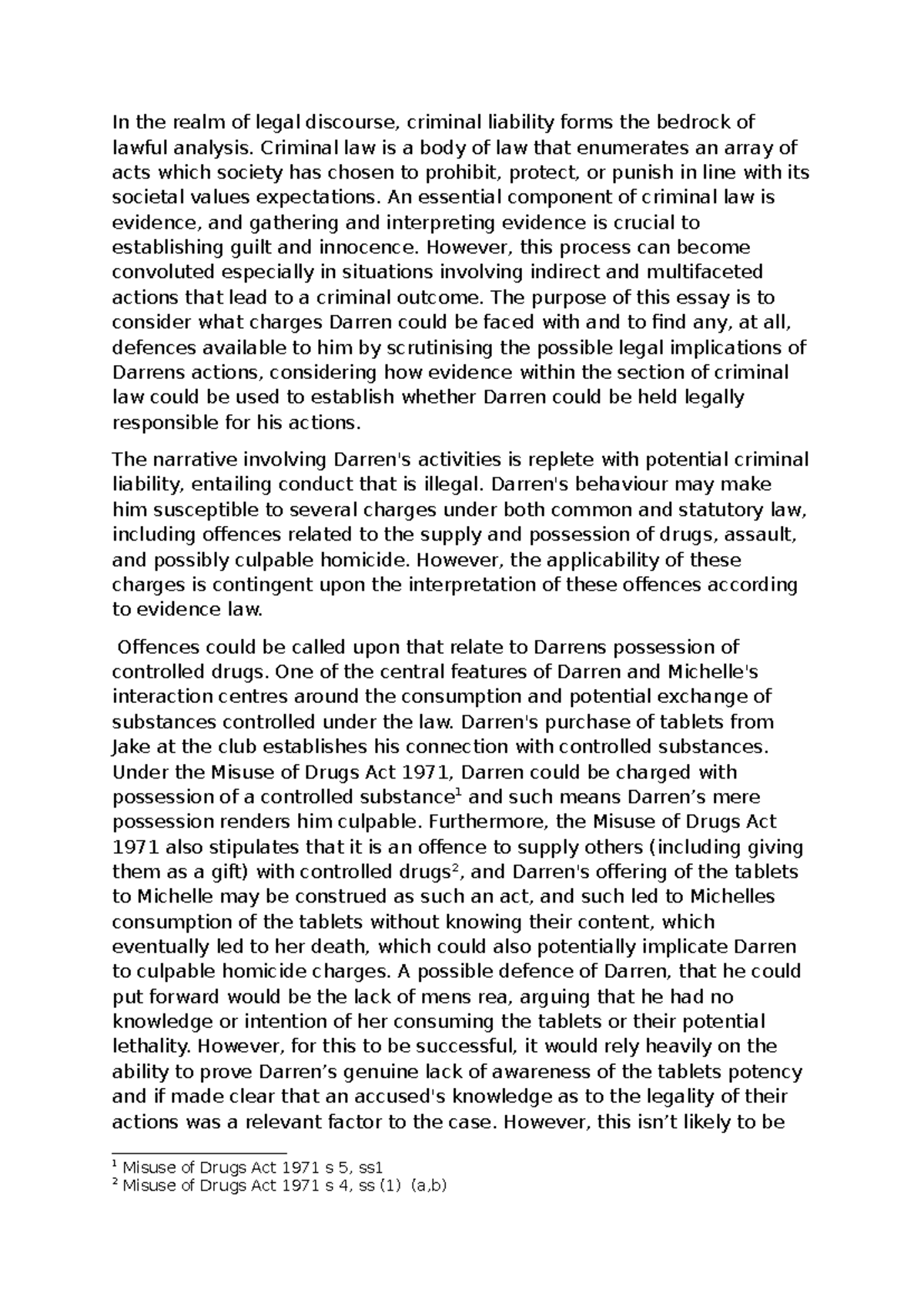 Summative essay for criminal law and evidence - In the realm of legal ...