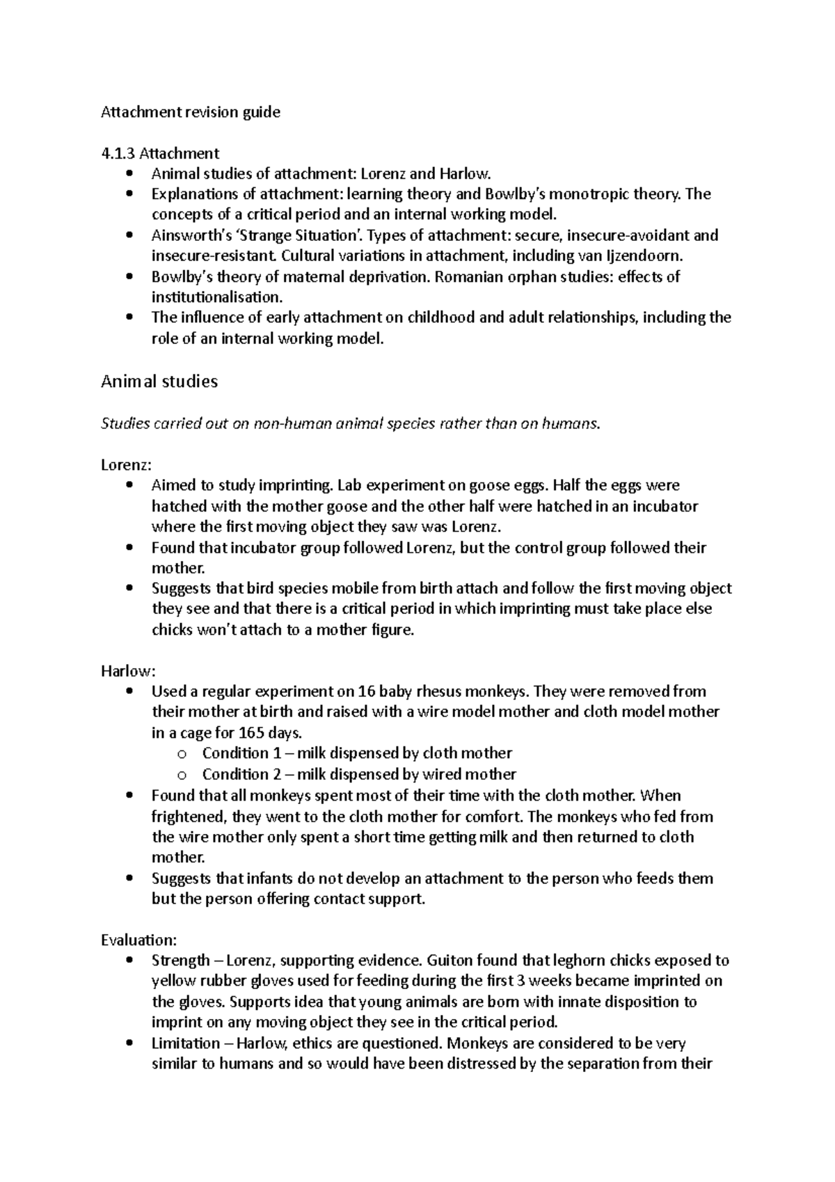 3. Attachment revision guide - 1 Attachment Animal studies of ...