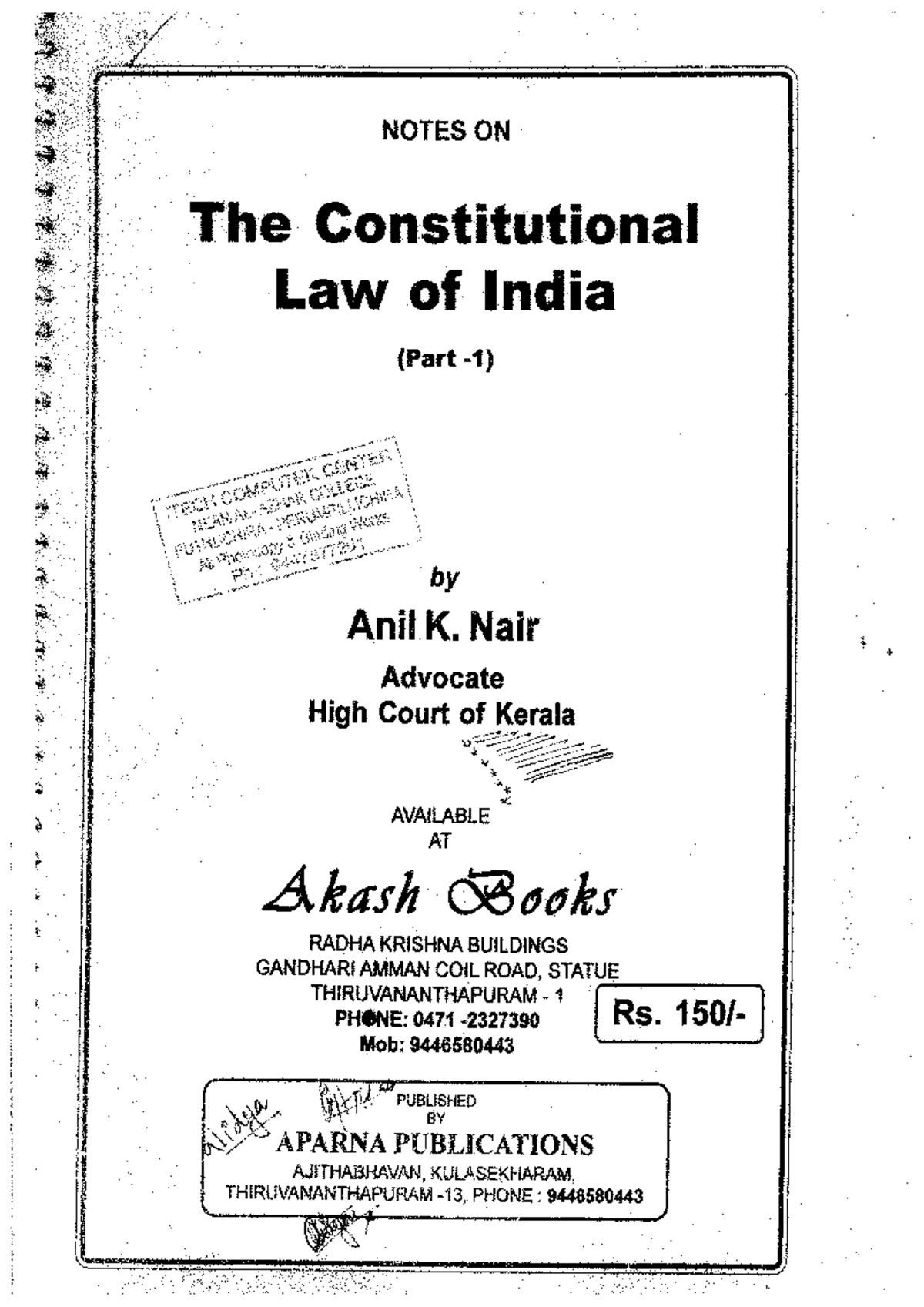 Notes on Constitutional Law of India - Business administration and ...