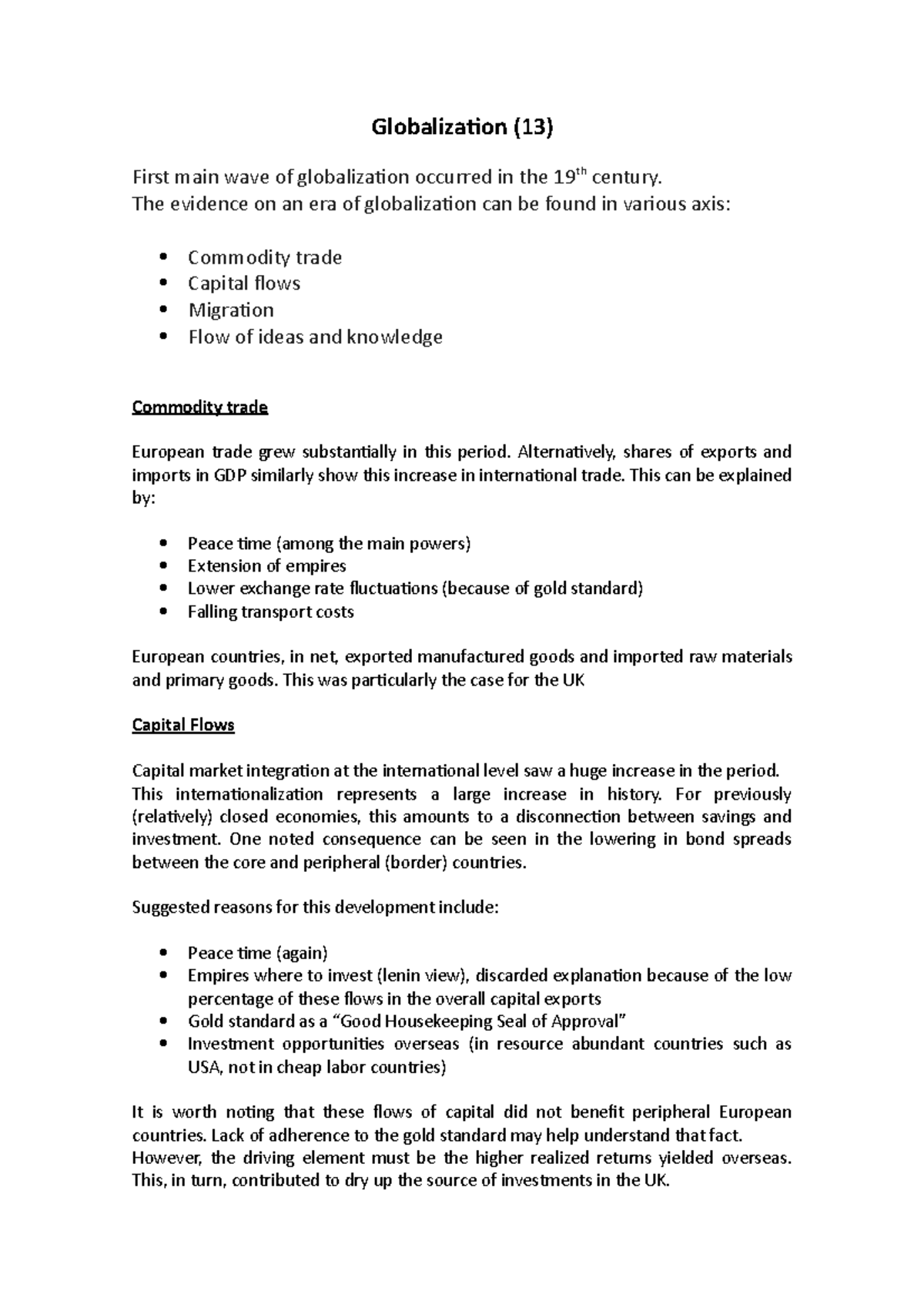 Resumos História - Globalization (13) First main wave of globalization ...