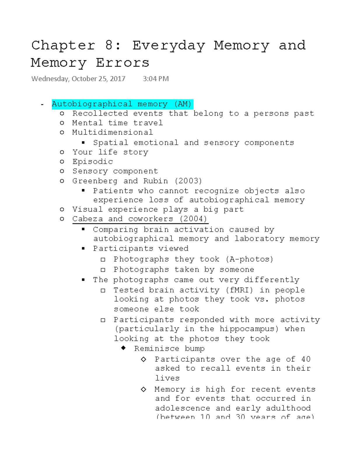 Chapter 8 Everyday Memory And Memory Errors Warning Tt Undefined Function 32