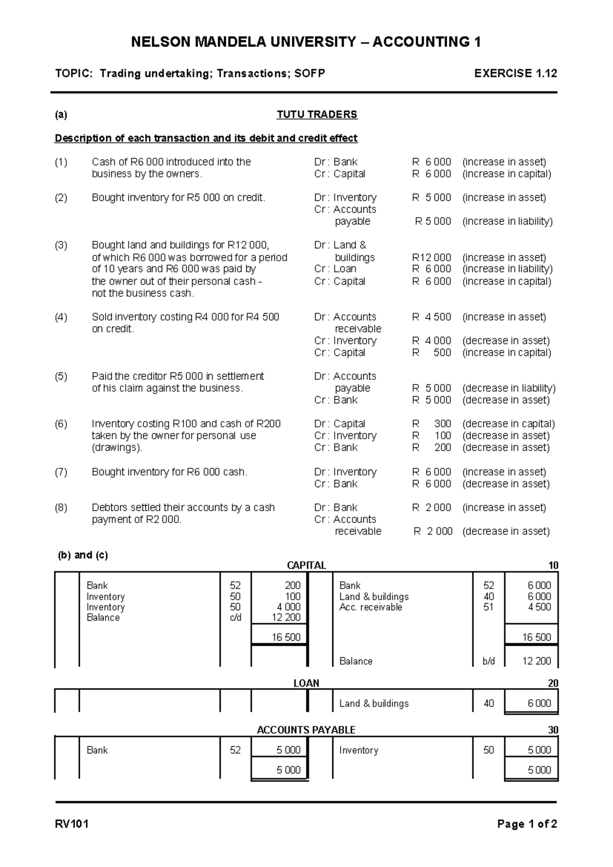 EXER 1.12 SOL (2022) - these are solution to exercises on chapter 1 - NELSON MANDELA UNIVERSITY ...