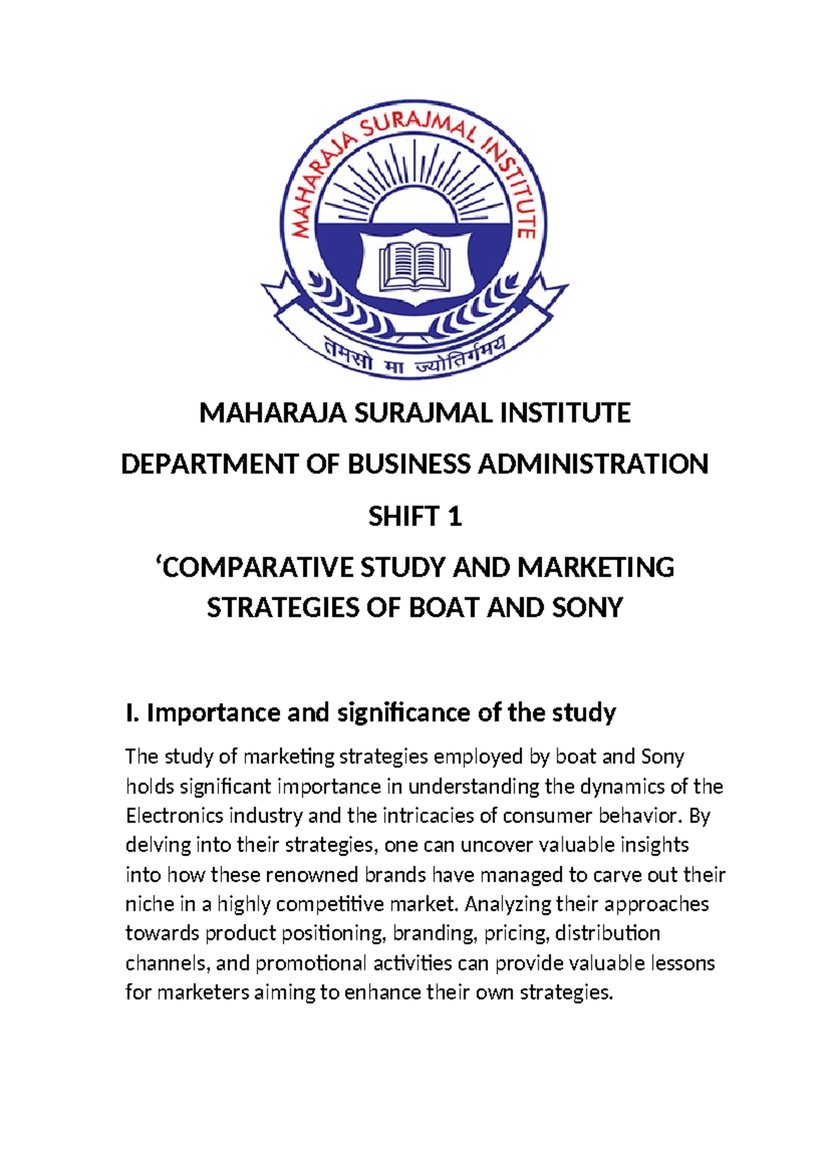 Maharaja Surajmal Institute - MAHARAJA SURAJMAL INSTITUTE DEPARTMENT OF ...