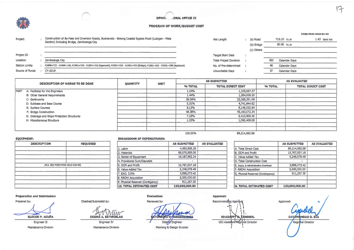 POW 19J00017 - Sample DUPA of Zamboanga Bridge - Bachelor of Science in ...